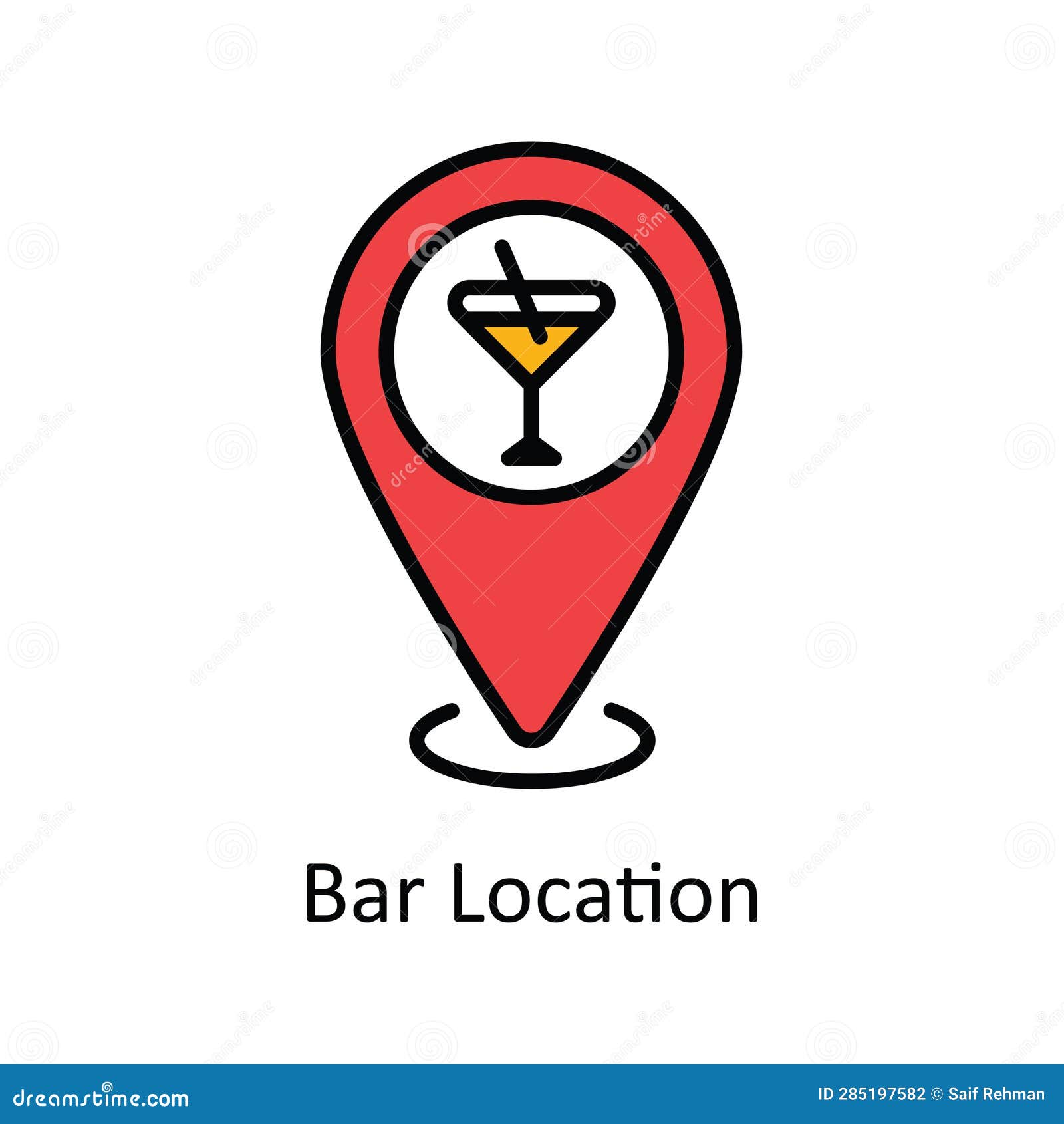 Bar Location Vector Fill Outline Icon Design Illustration. Map and ...