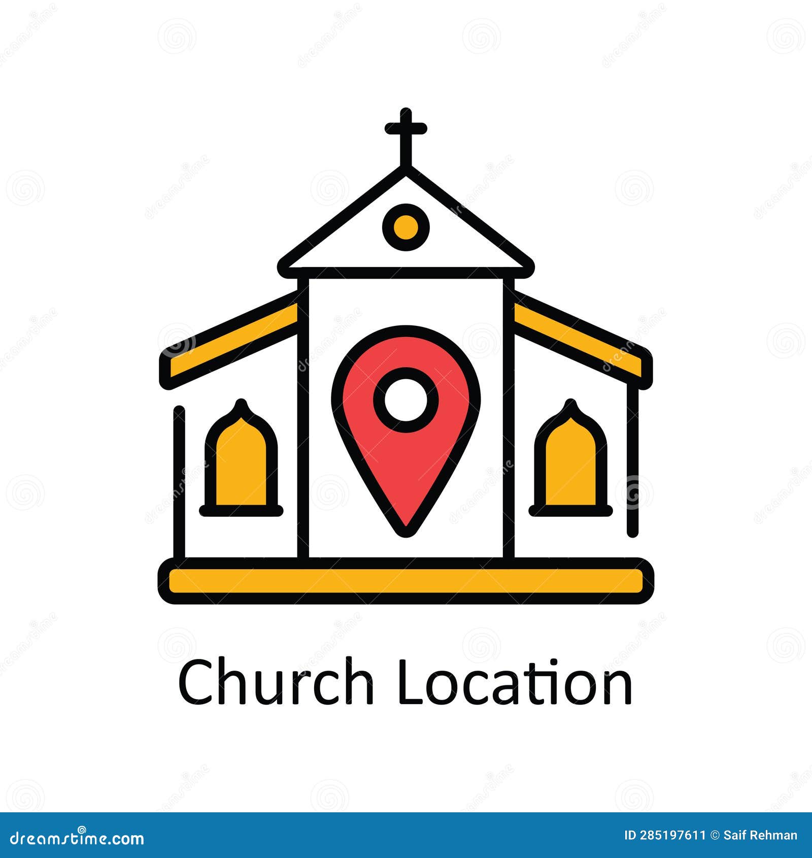 Church Location Vector Fill Outline Icon Design Illustration. Map and ...
