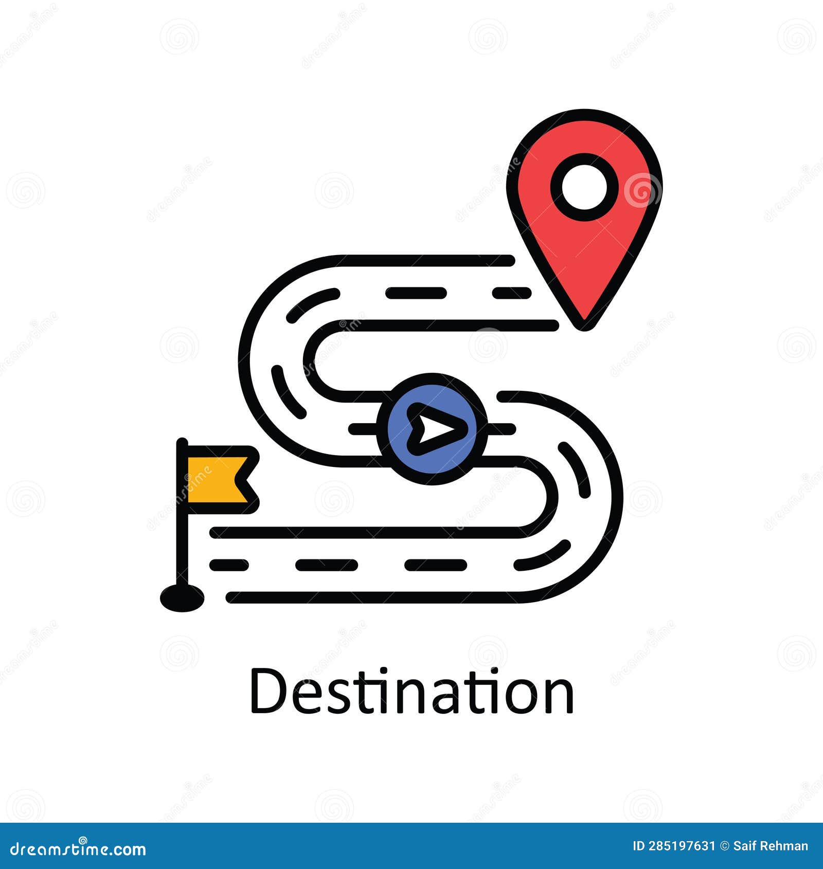 Destination Vector Fill Outline Icon Design Illustration. Map and ...