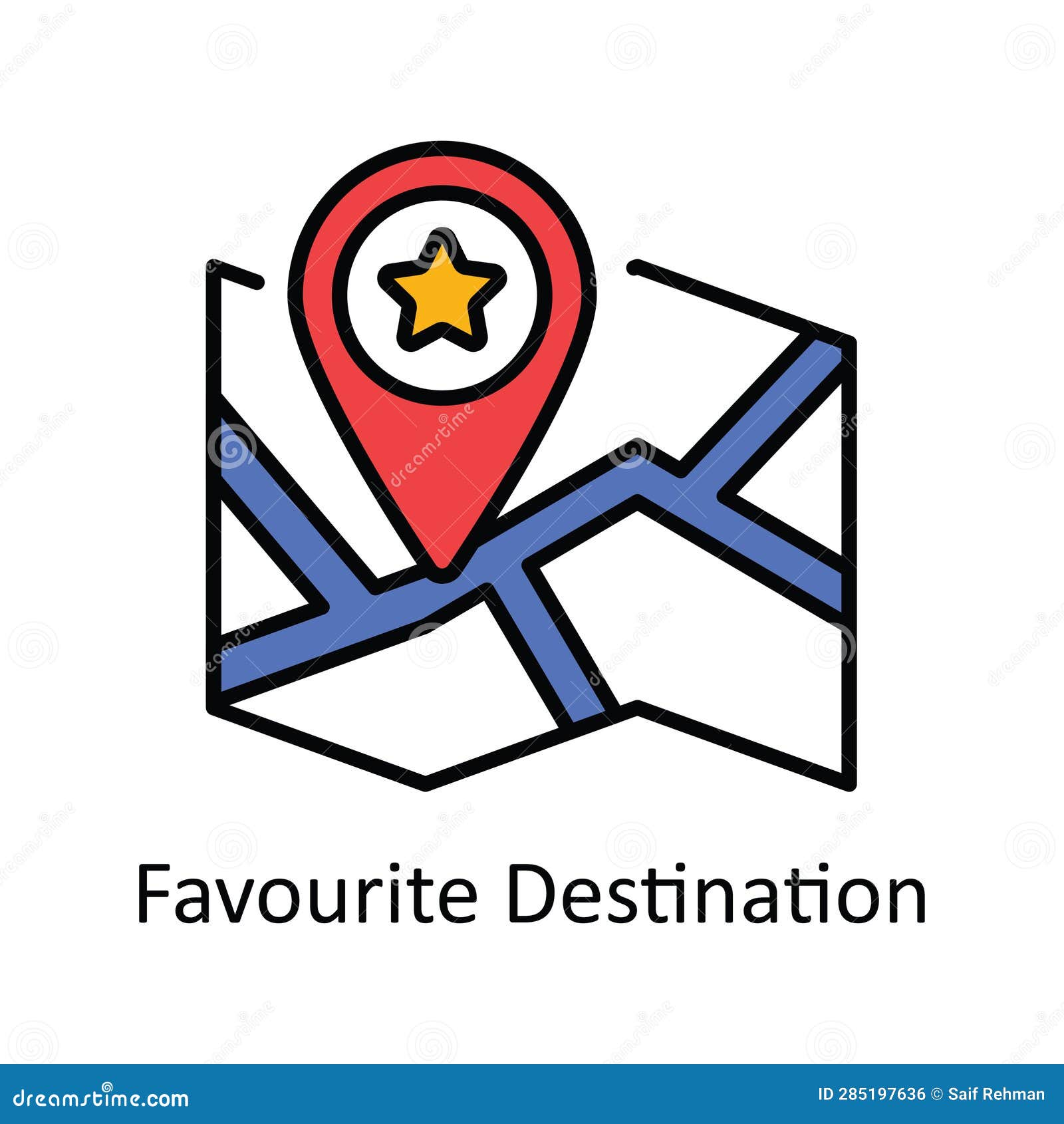 Favorite Destination Vector Fill Outline Icon Design Illustration. Map ...