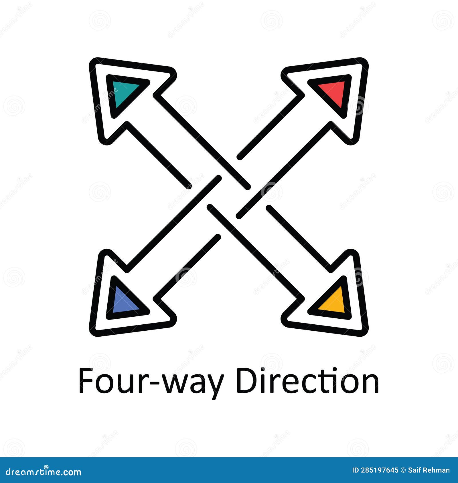 Four-way Direction Vector Fill Outline Icon Design Illustration. Map ...