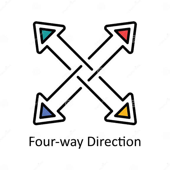 Four-way Direction Vector Fill Outline Icon Design Illustration. Map ...