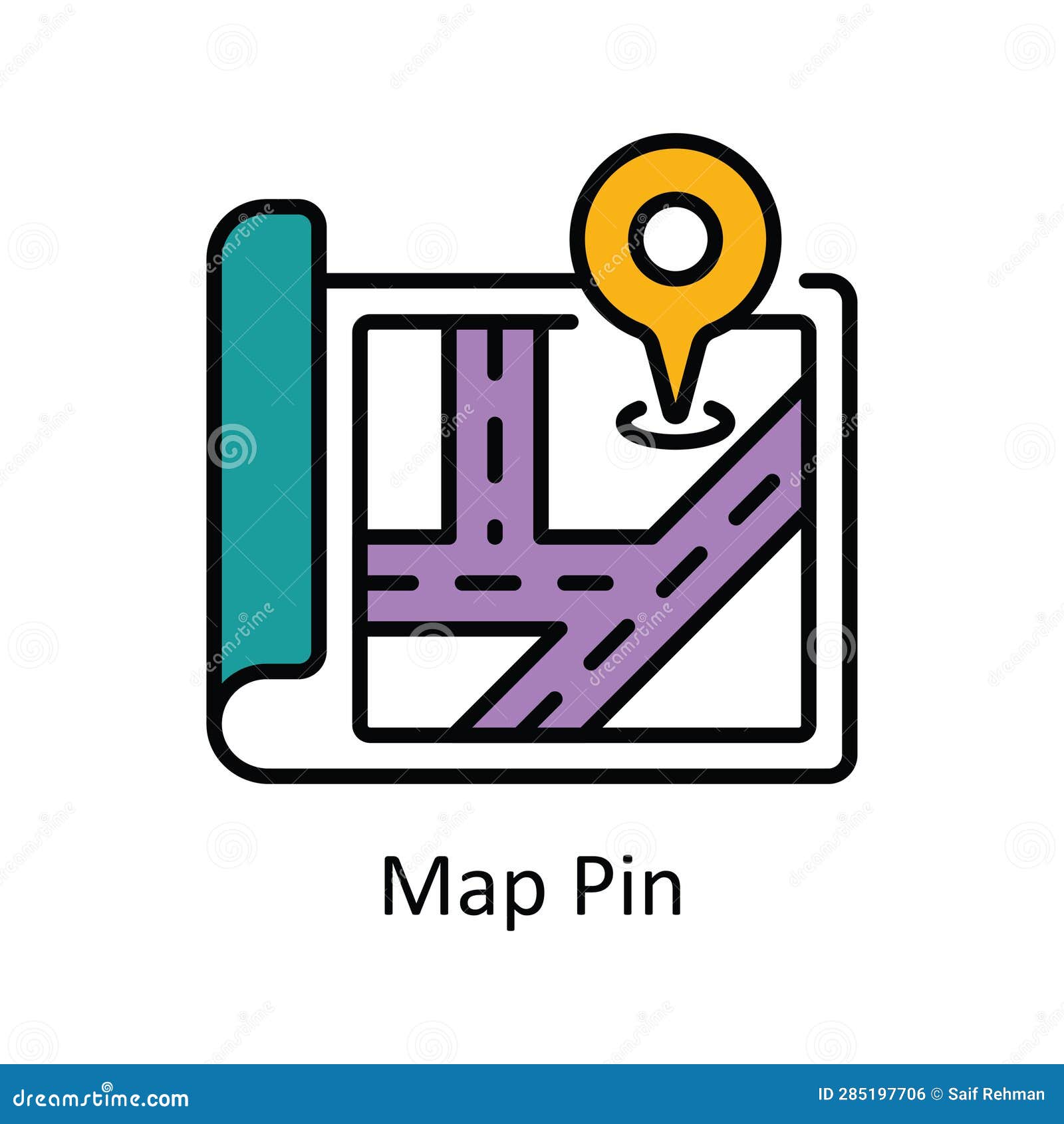 Map Pin Vector Fill Outline Icon Design Illustration. Map and ...