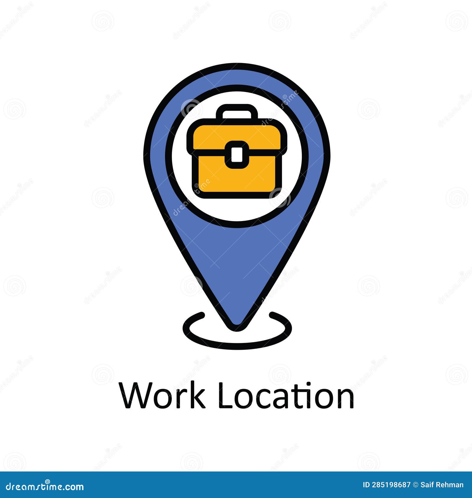 Work Location Vector Fill Outline Icon Design Illustration. Map and ...