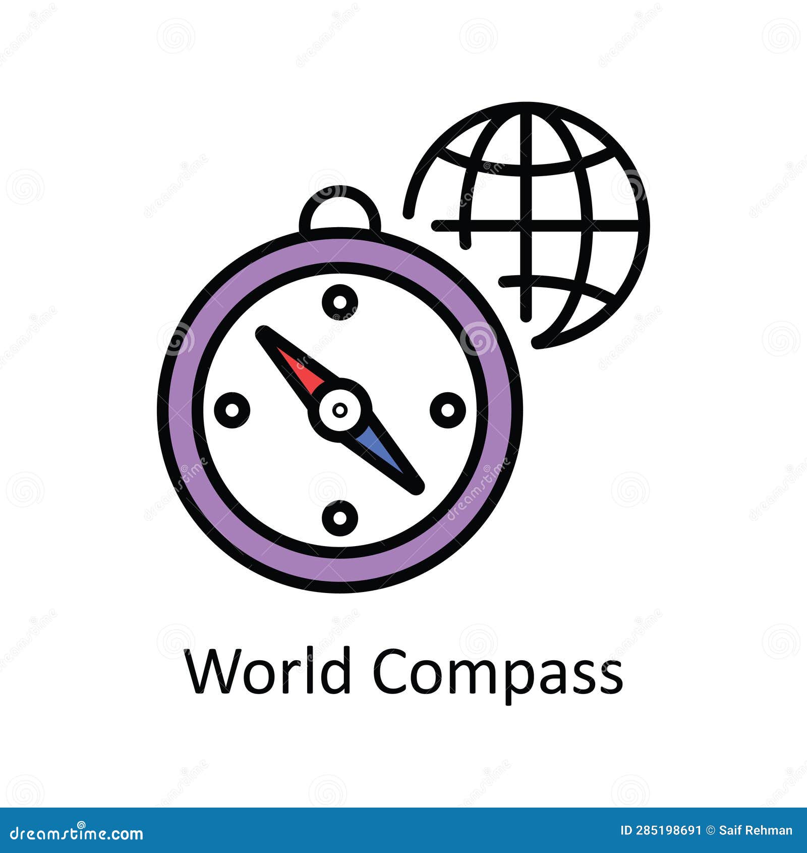 World Compass Vector Fill Outline Icon Design Illustration. Map and ...