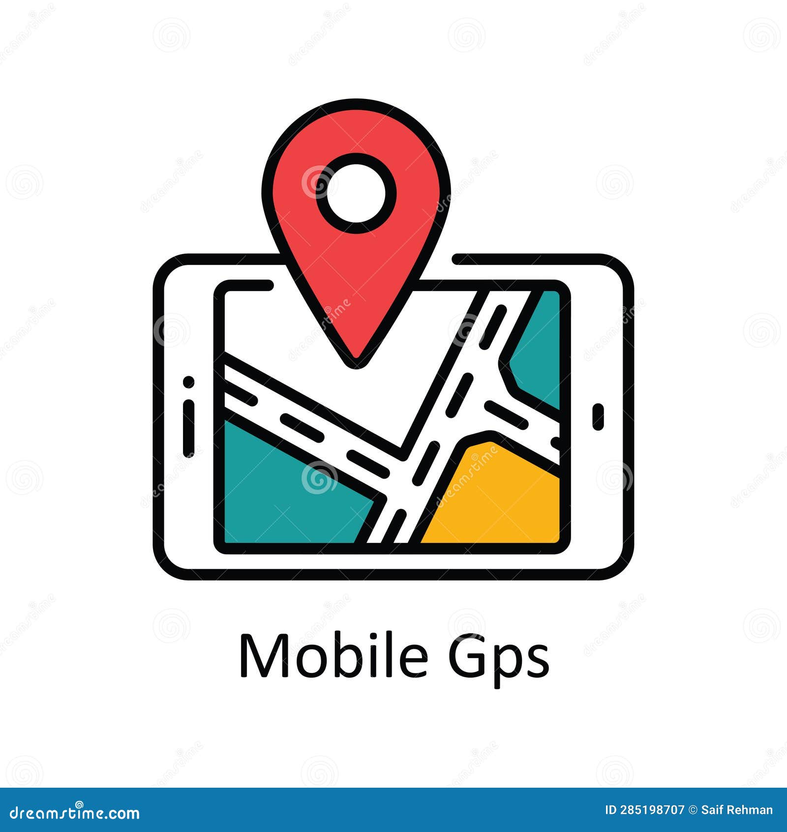 Mobile Gps Vector Fill Outline Icon Design Illustration. Map and ...