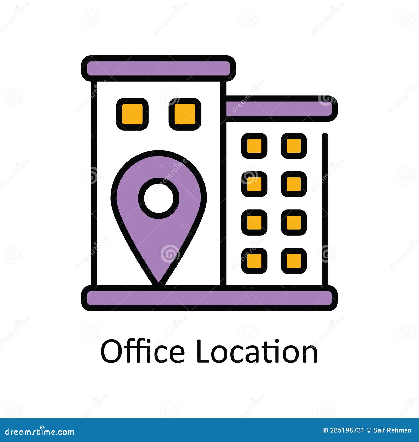 Office Location Vector Fill Outline Icon Design Illustration. Map and ...