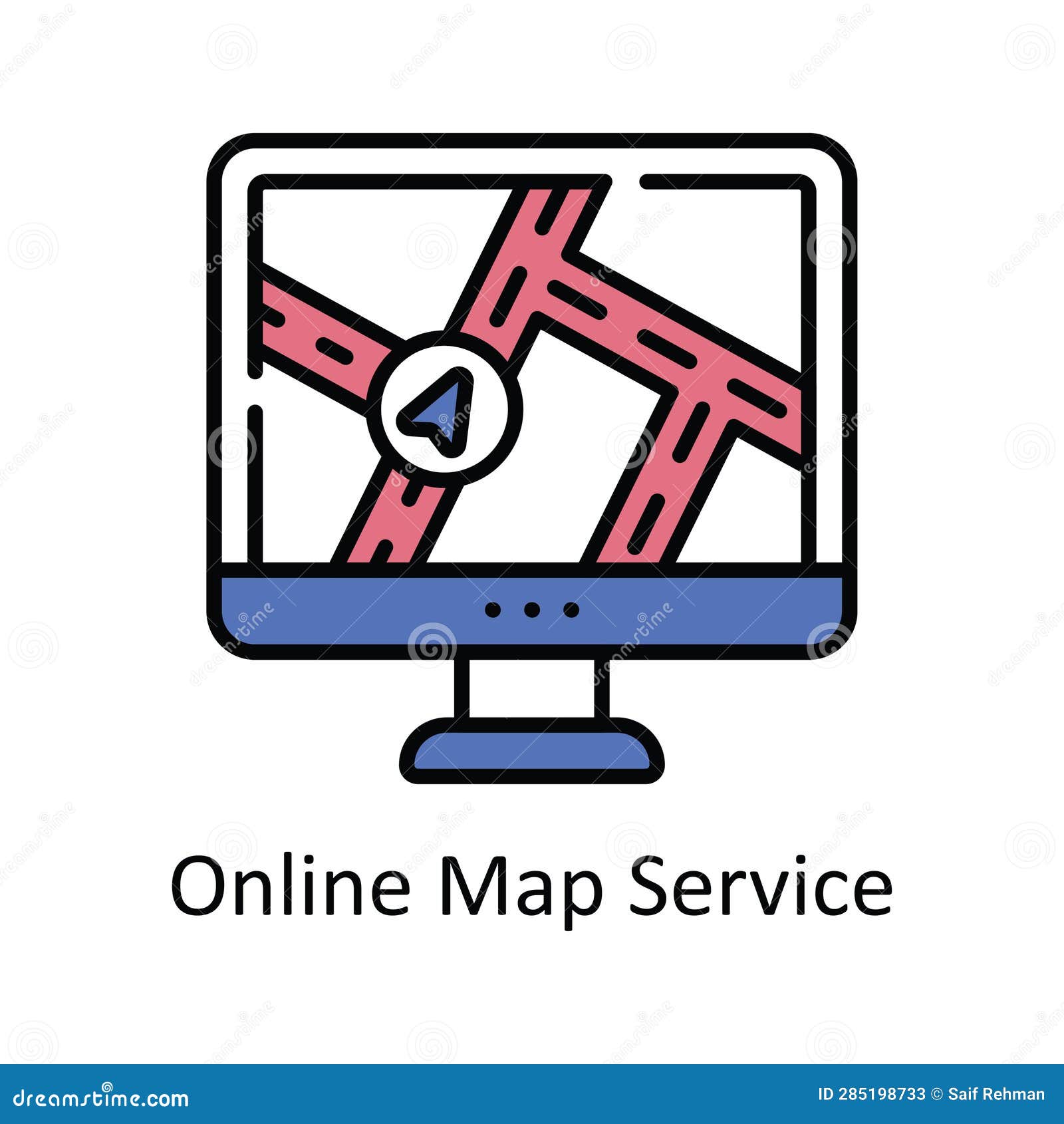Online Map Service Vector Fill Outline Icon Design Illustration. Map ...