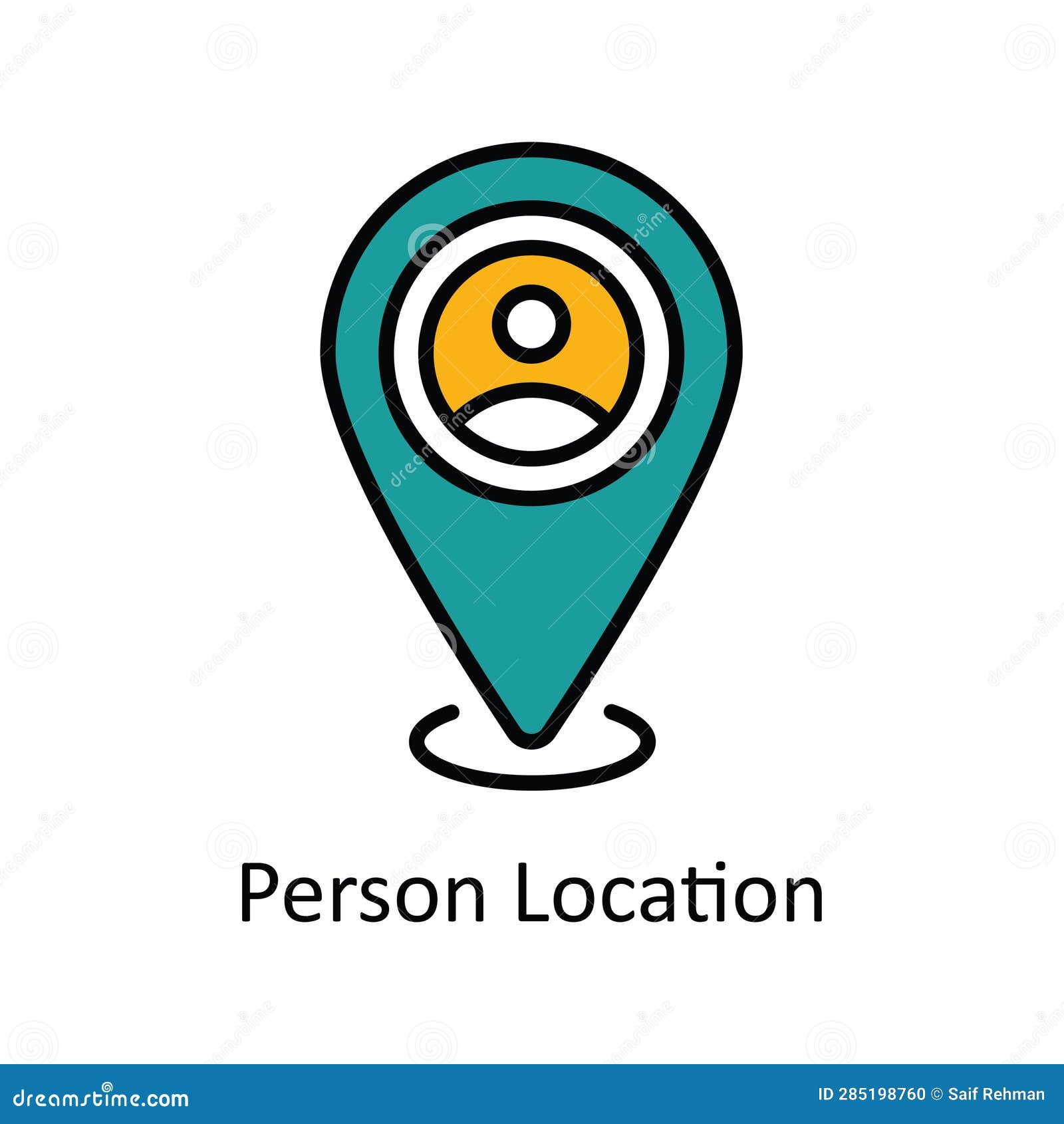 Person Location Vector Fill Outline Icon Design Illustration. Map and ...