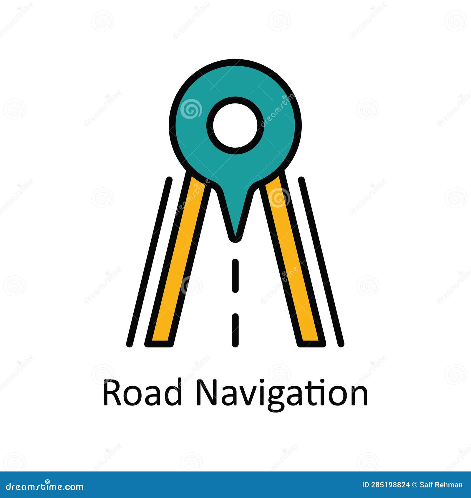 Road Navigation Vector Fill Outline Icon Design Illustration. Map and ...