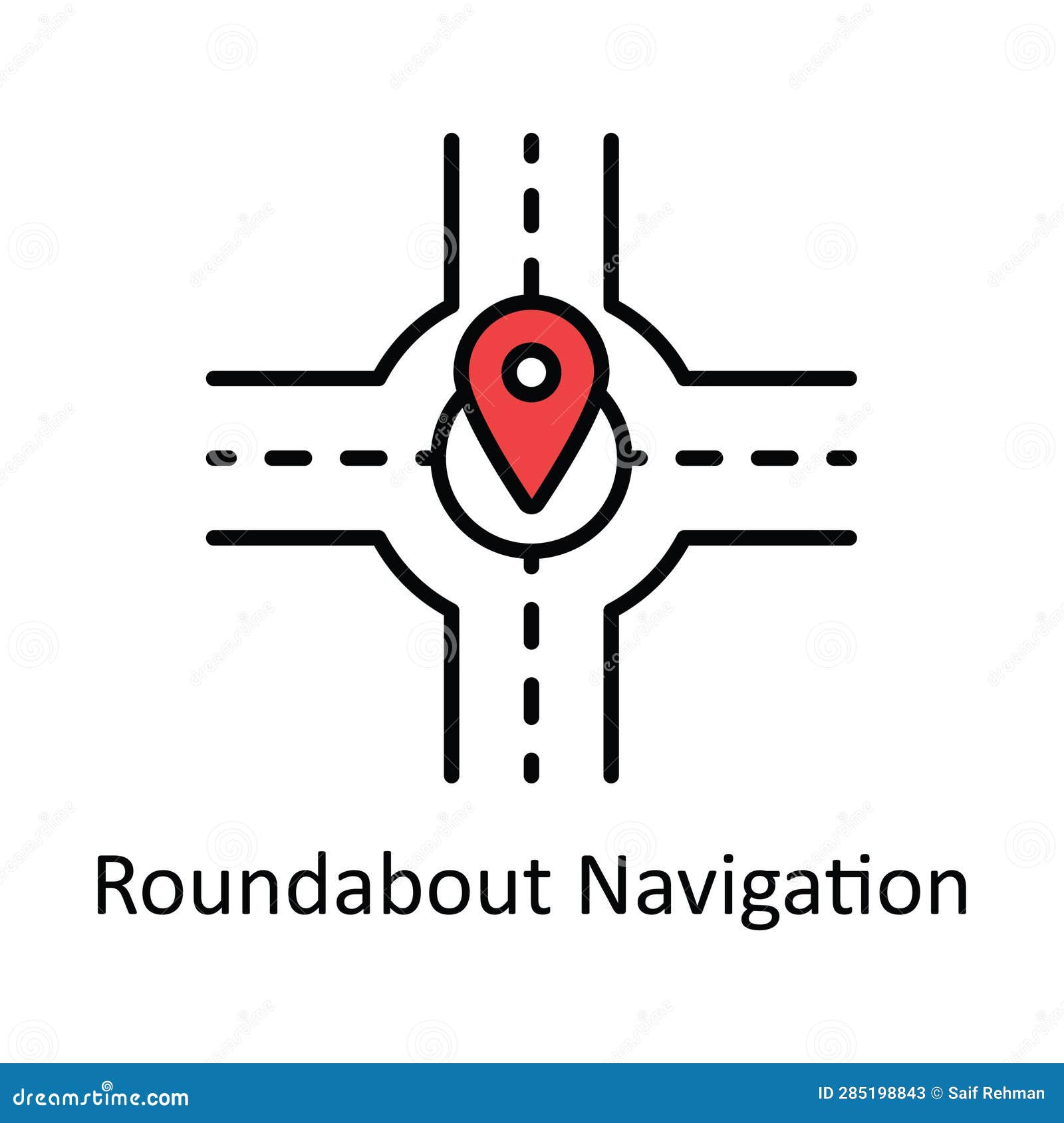 Roundabout Navigation Vector Fill Outline Icon Design Illustration. Map ...