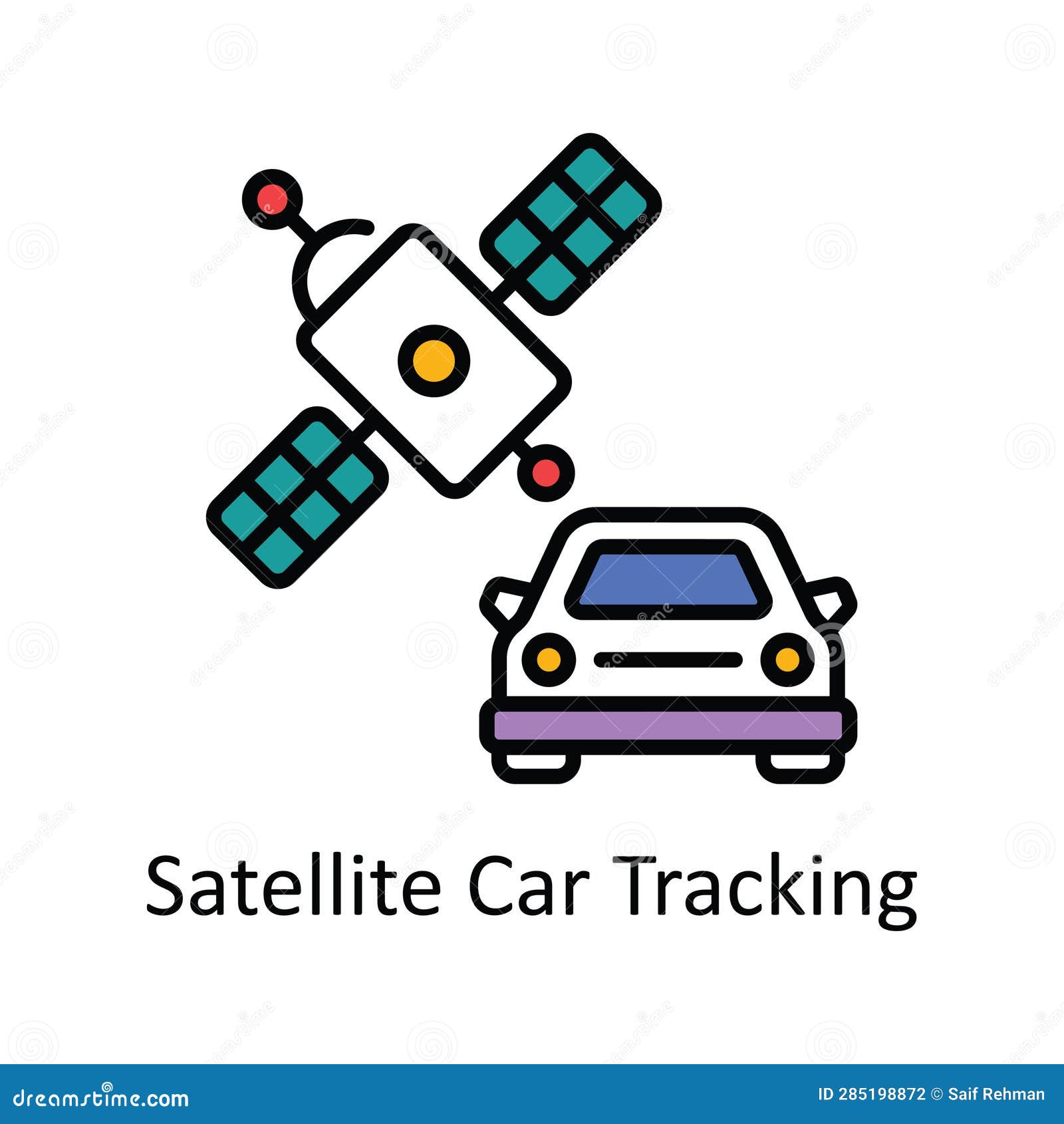 Satellite Car Tracking Vector Fill Outline Icon Design Illustration ...