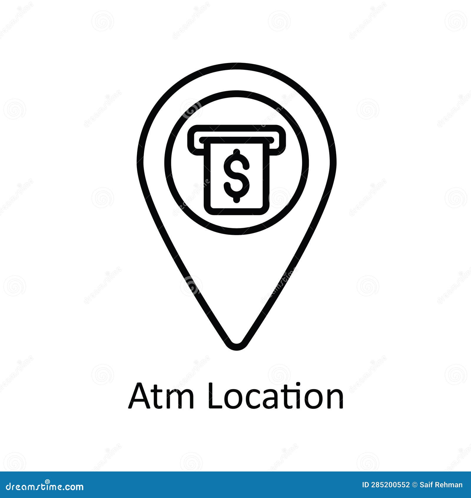Atm Location Vector Outline Icon Design Illustration. Map and ...