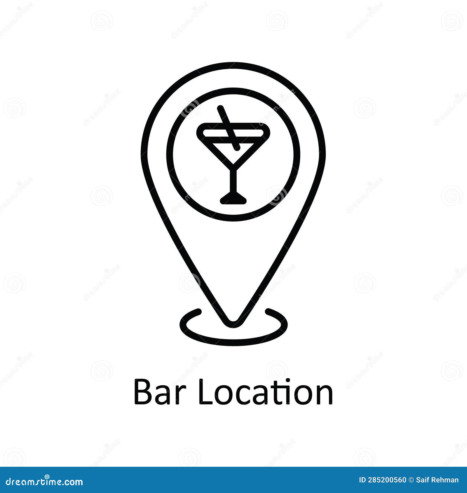 Bar Location Vector Outline Icon Design Illustration. Map and ...