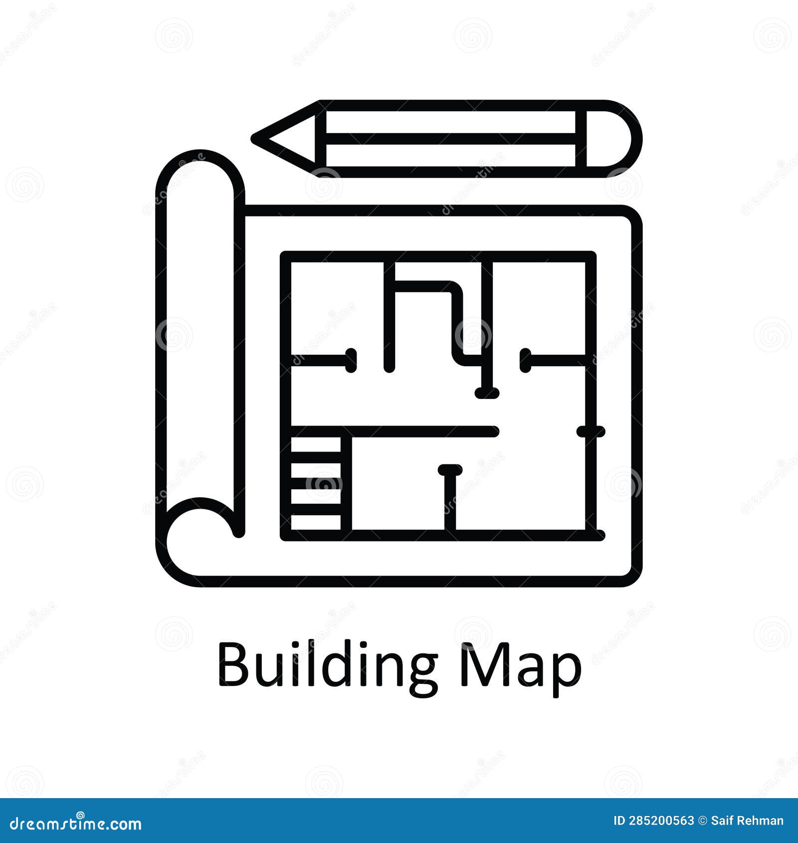 Building Map Vector Outline Icon Design Illustration. Map and ...