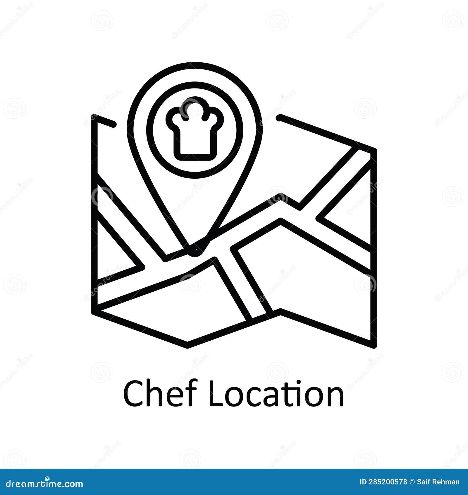 Chef Location Vector Outline Icon Design Illustration. Map and ...