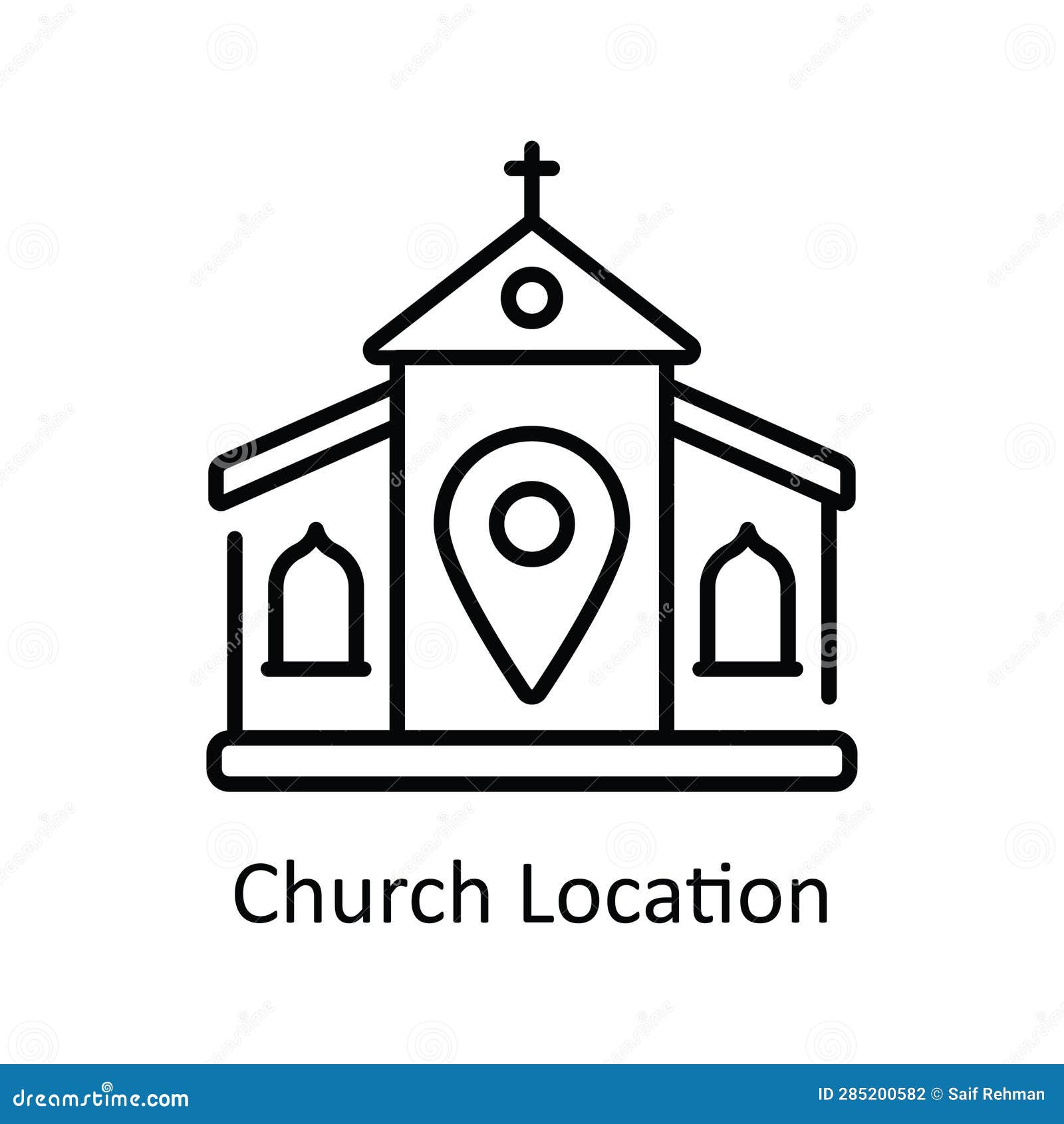 Church Location Vector Outline Icon Design Illustration. Map and ...