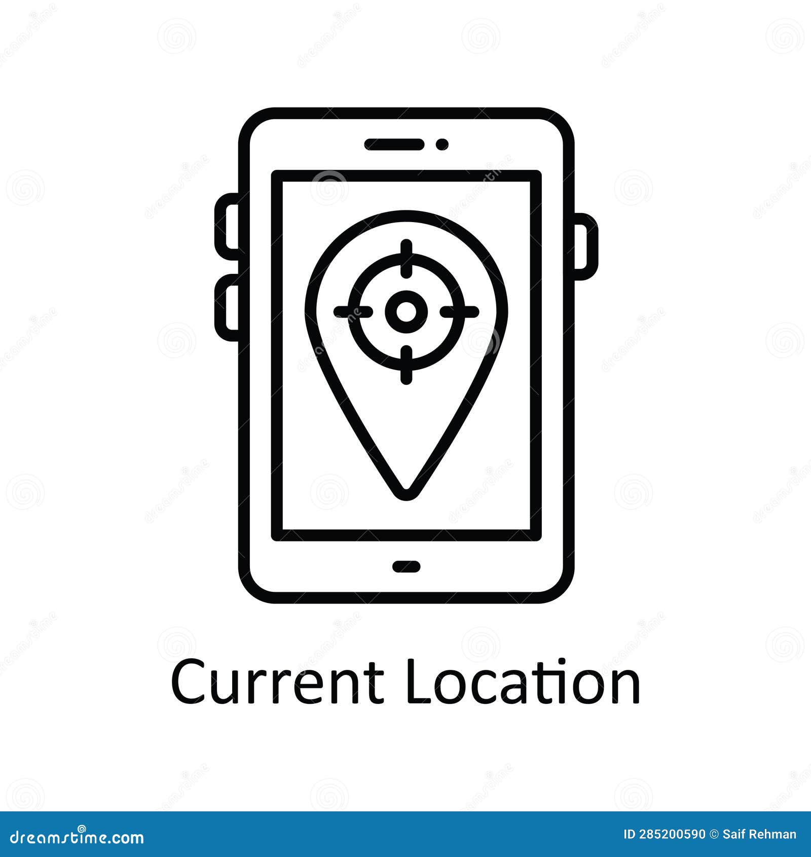 Current Location Vector Outline Icon Design Illustration. Map and ...