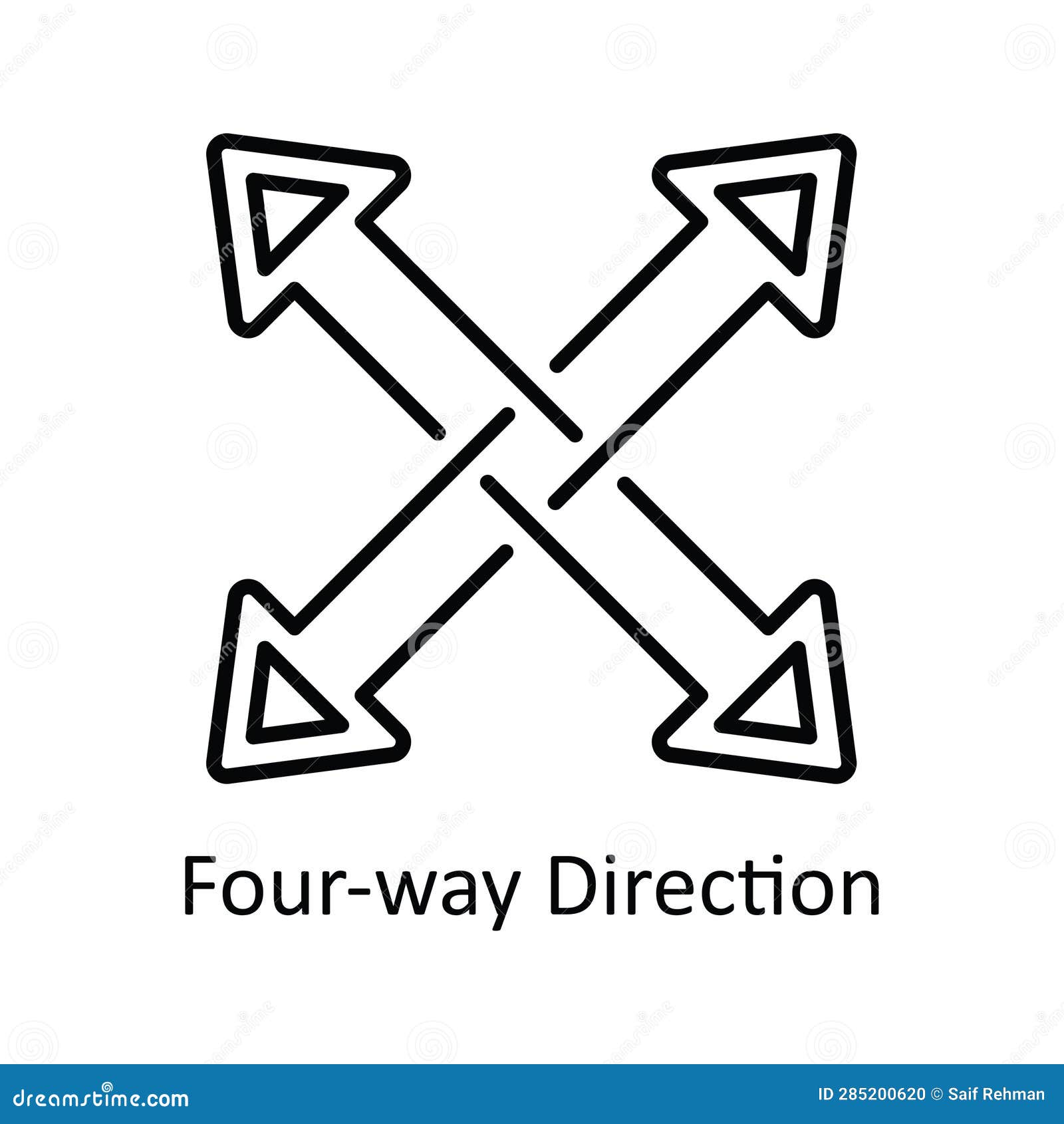 Four-way Direction Vector Outline Icon Design Illustration. Map and ...