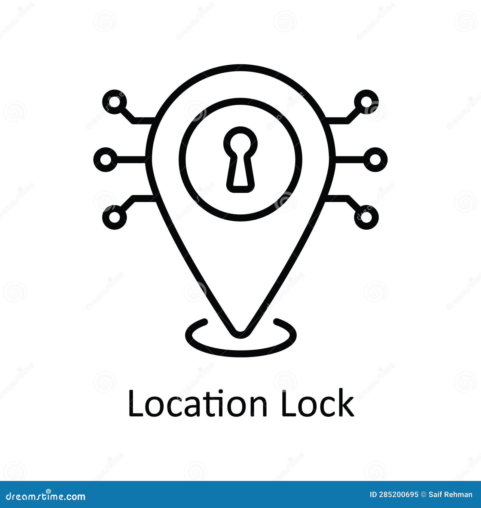 Location Lock Vector Outline Icon Design Illustration. Map and ...