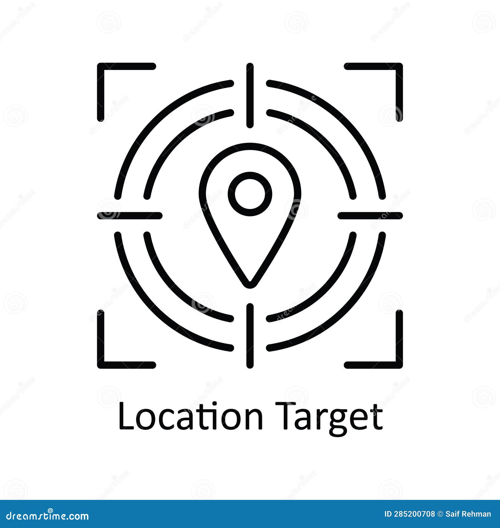 Location Target Vector Outline Icon Design Illustration. Map and Navigation Symbol on White ...