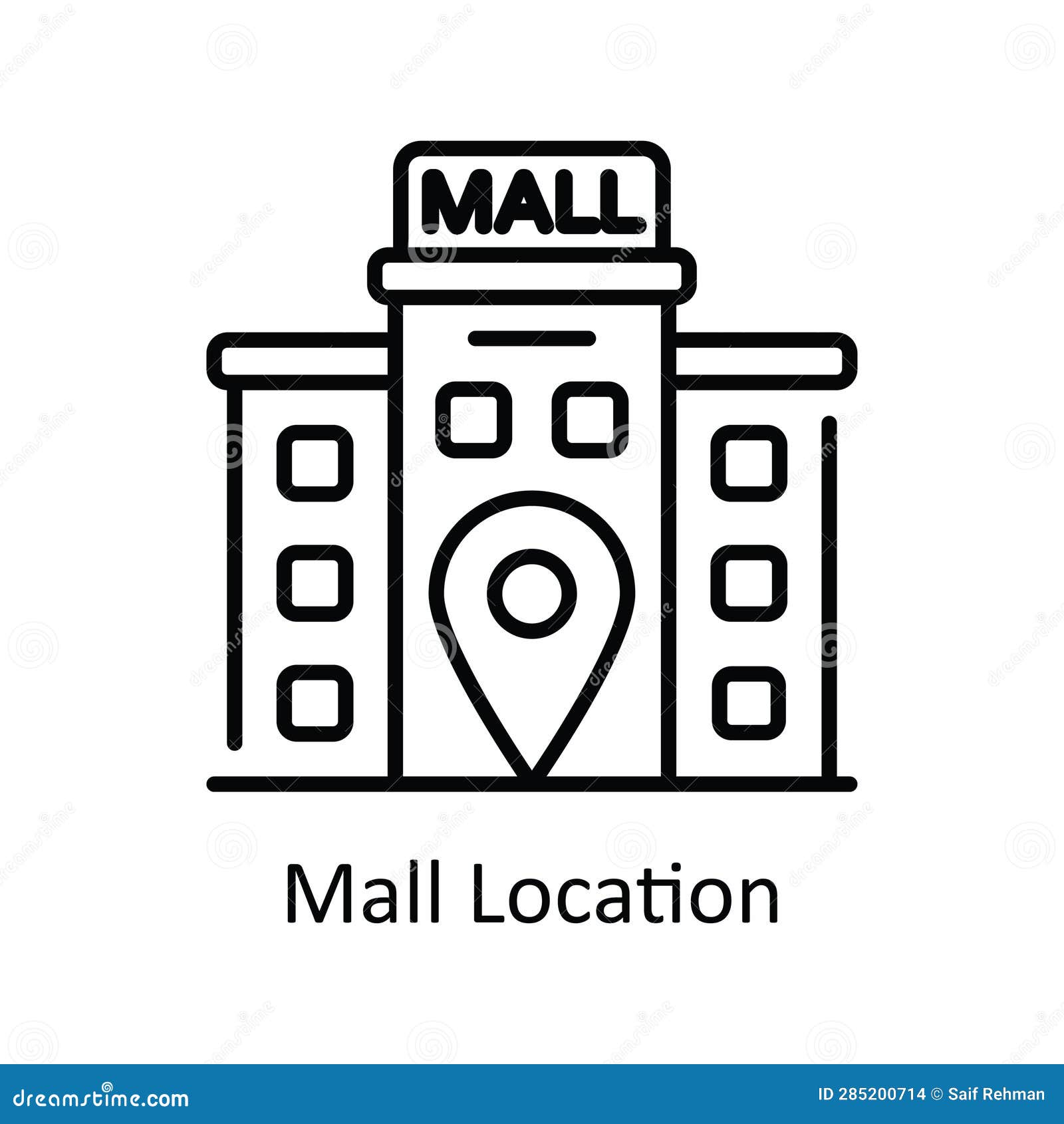 Mall Location Vector Outline Icon Design Illustration. Map and ...