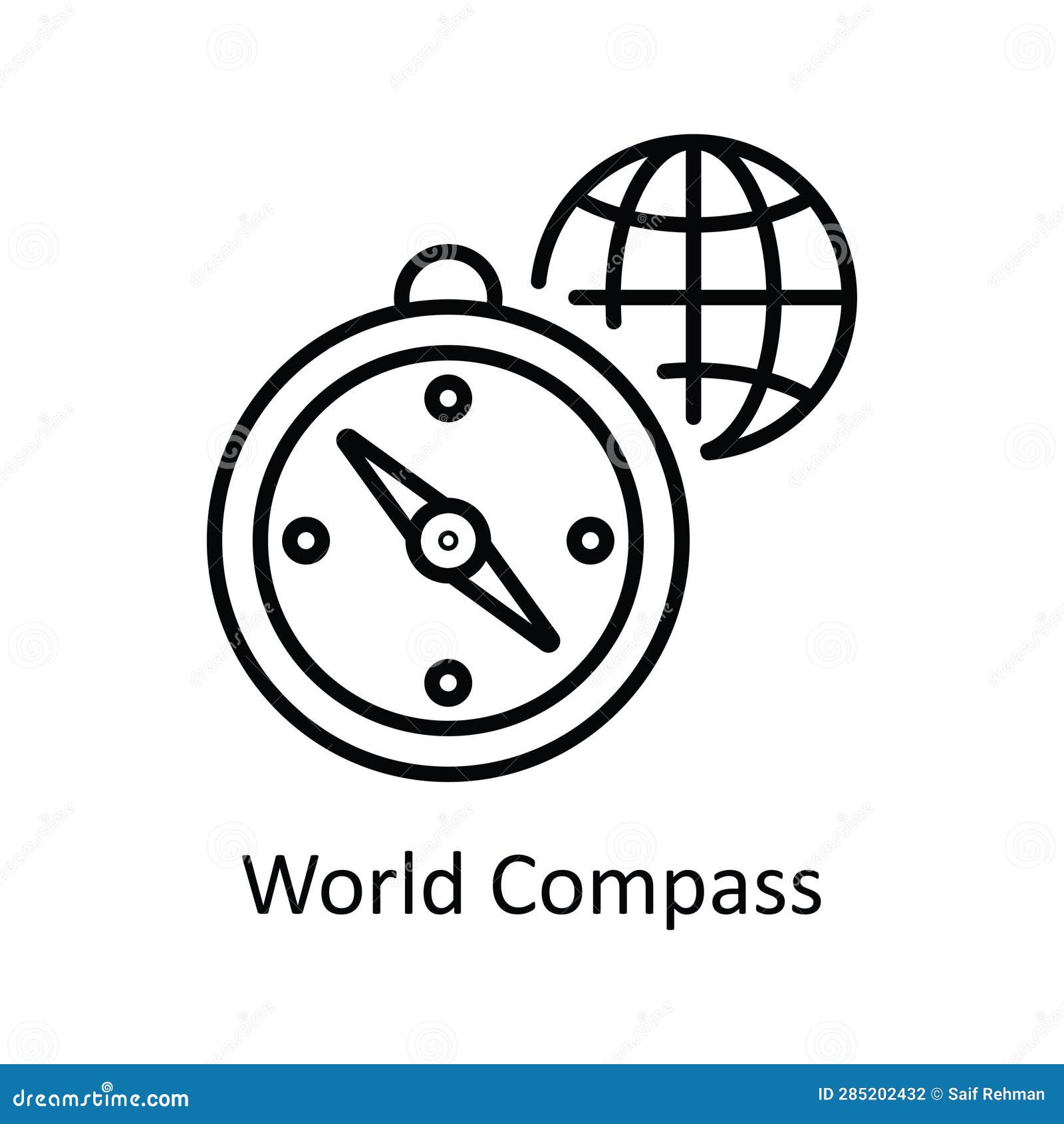 World Compass Vector Outline Icon Design Illustration. Map and ...