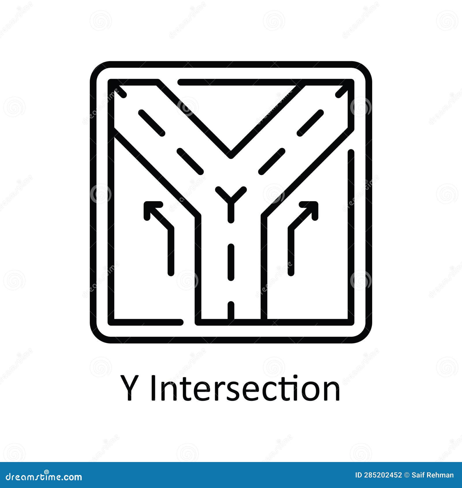 Y Intersection Vector Outline Icon Design Illustration. Map and ...