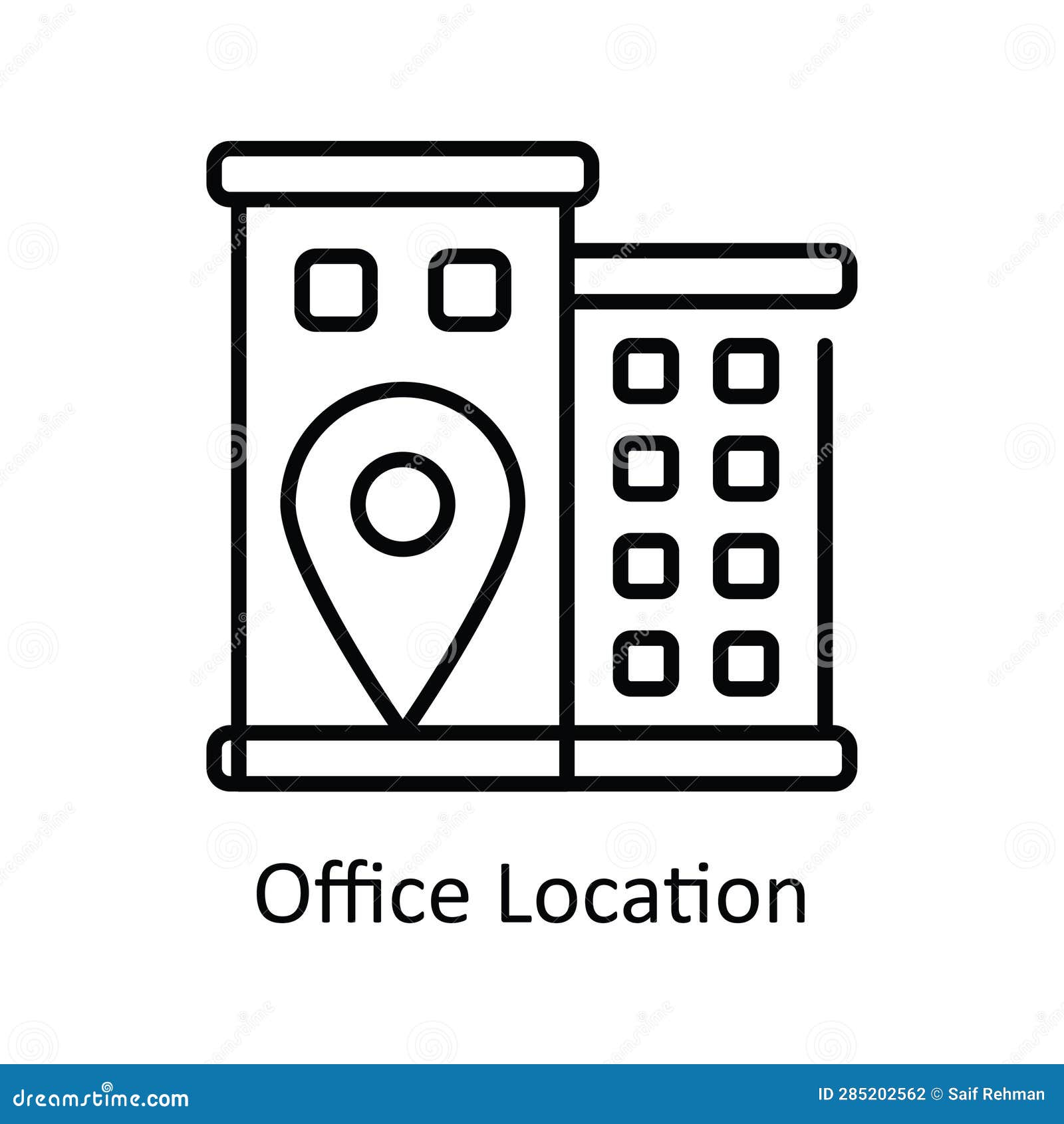 Office Location Vector Outline Icon Design Illustration. Map and ...