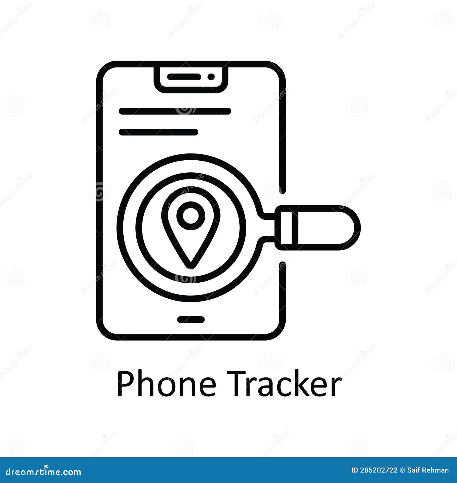 Phone Tracker Vector Outline Icon Design Illustration. Map and ...