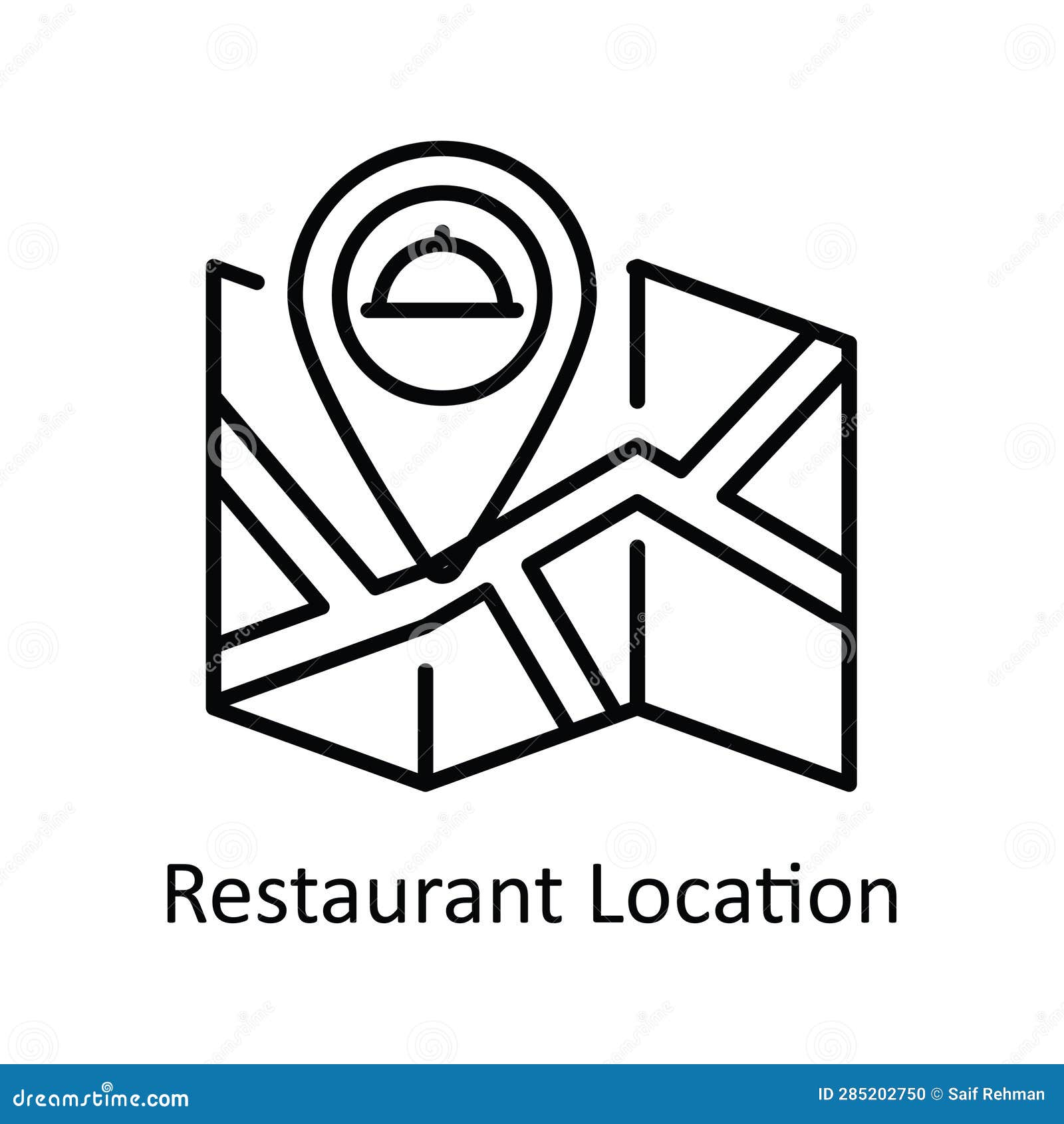 Restaurant Location Vector Outline Icon Design Illustration. Map and ...