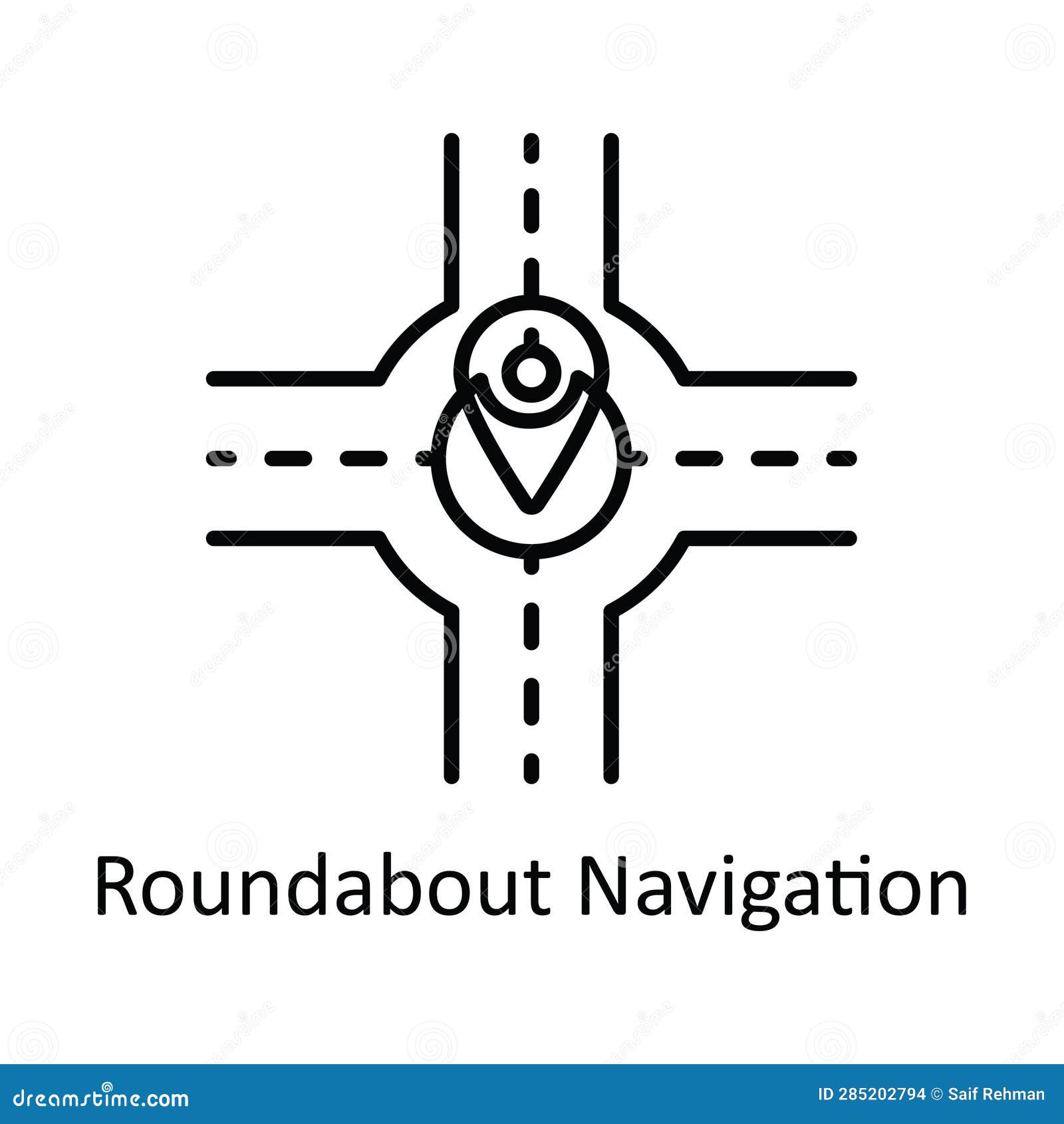 Roundabout Navigation Vector Outline Icon Design Illustration. Map and ...