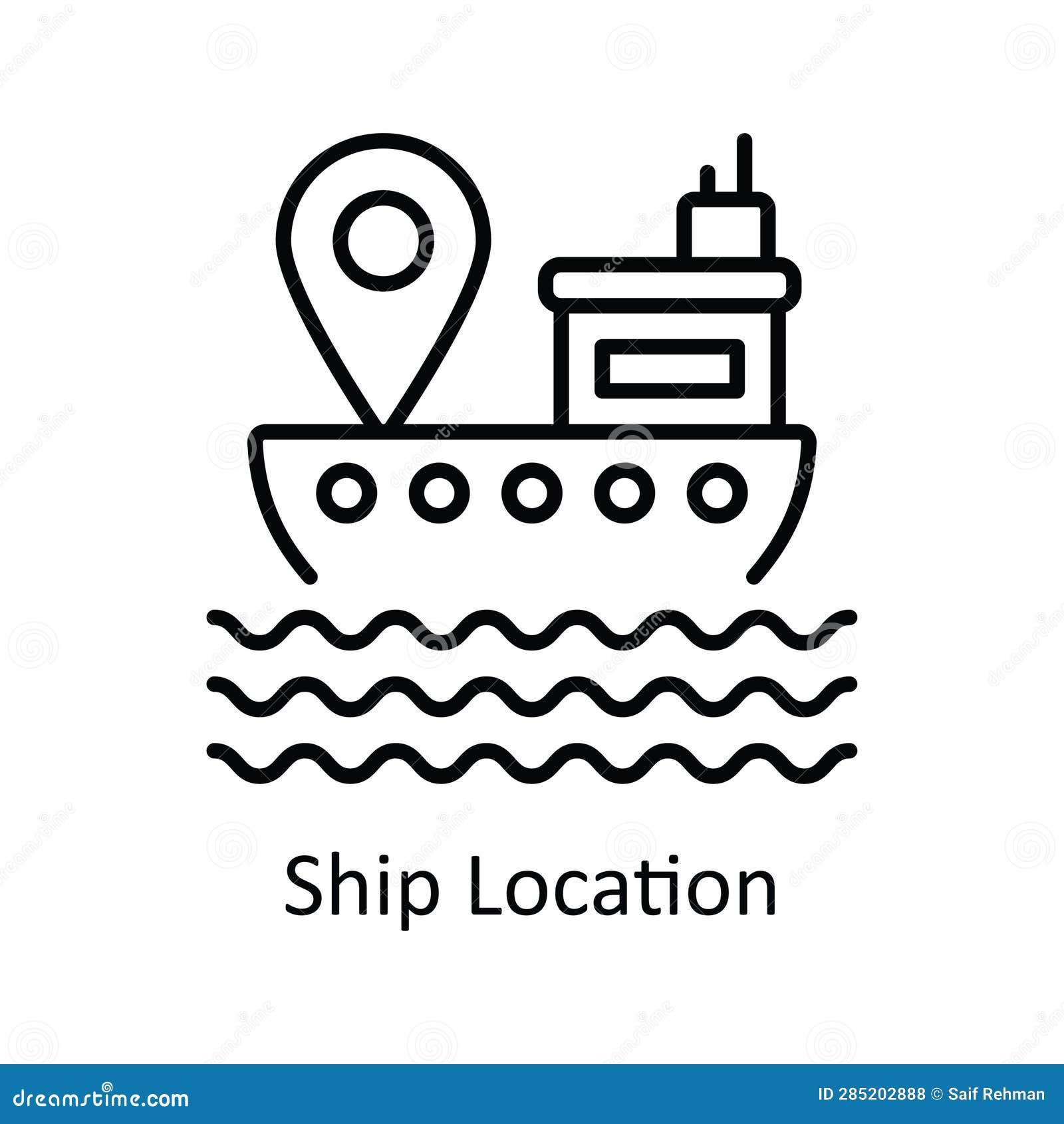 Ship Location Vector Outline Icon Design Illustration. Map and ...