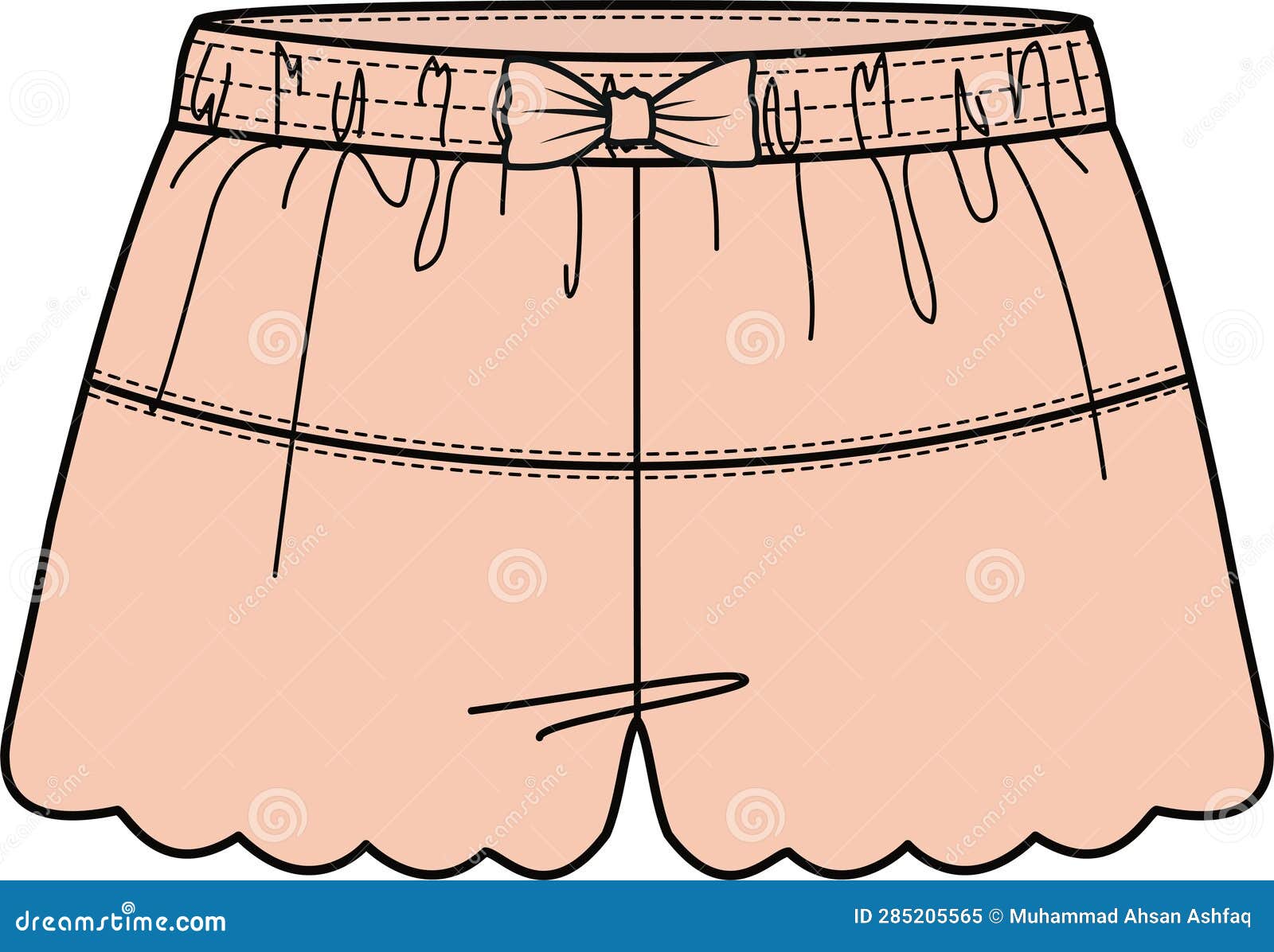 Kid Girls Teens Bottom Wear Shorts Knicker Stock Vector - Illustration ...