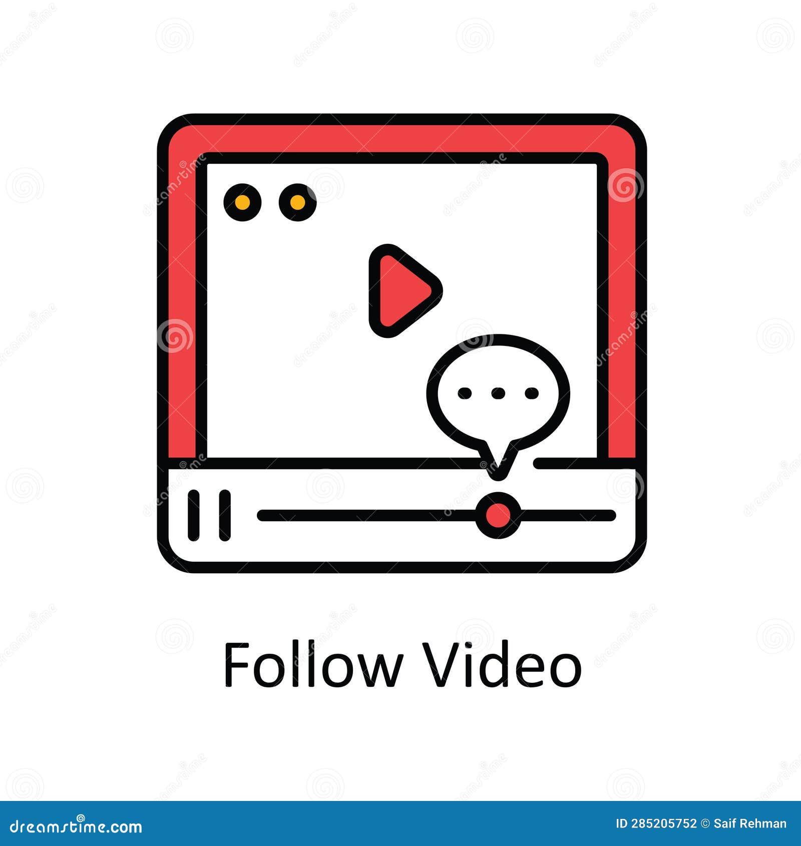 Follow Video Vector Fill Outline Icon Design Illustration. Online ...