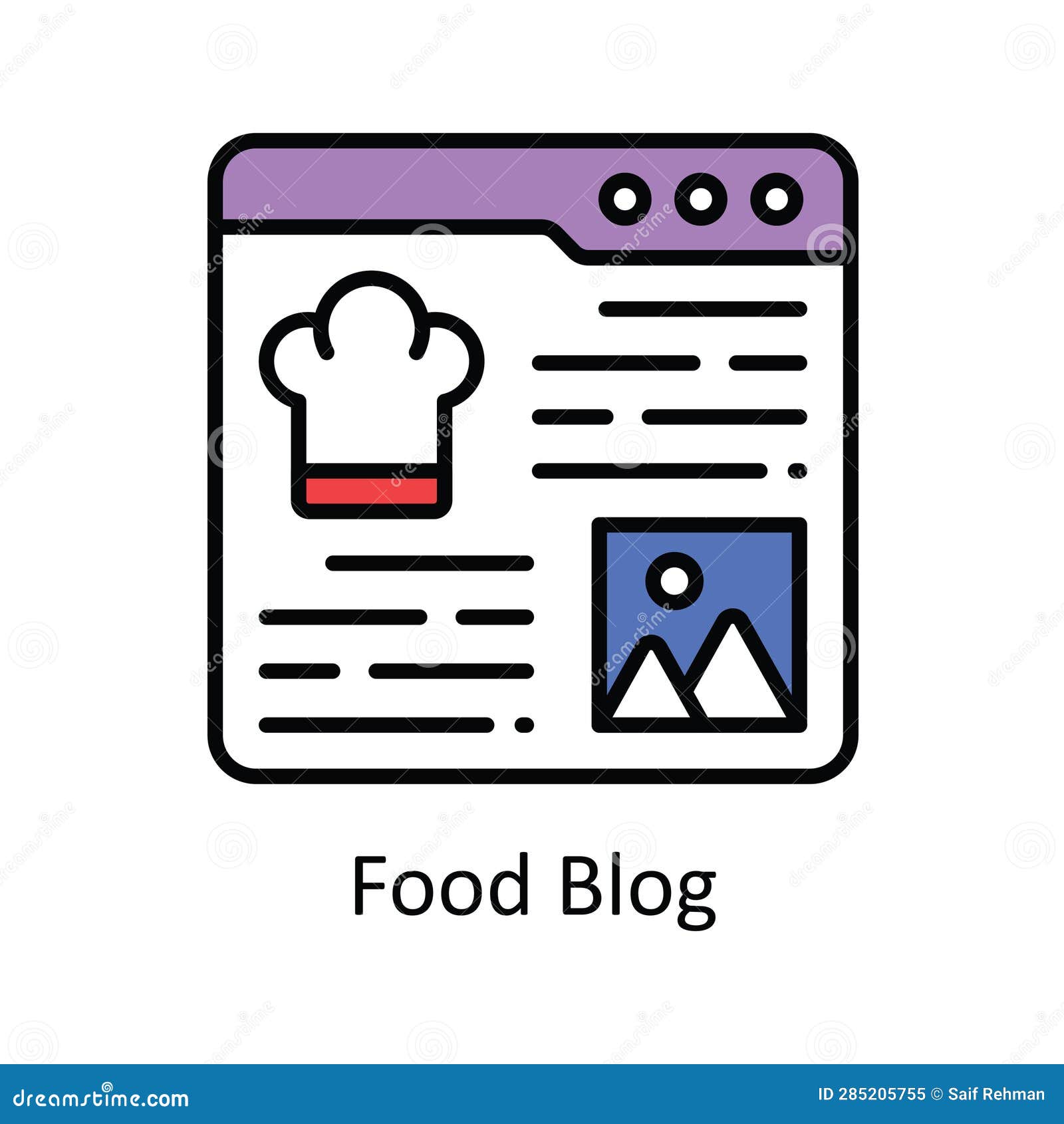 Food Blog Vector Fill Outline Icon Design Illustration. Online ...