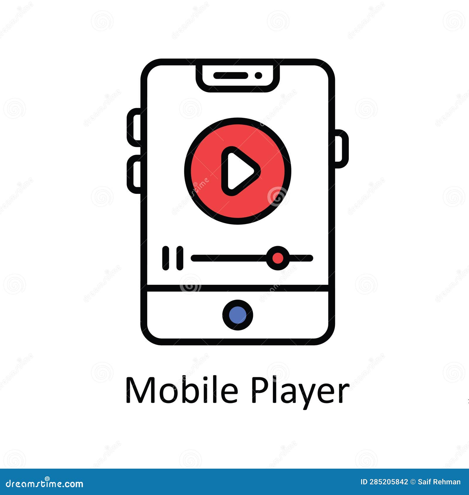 Mobile Player Vector Fill Outline Icon Design Illustration. Online ...