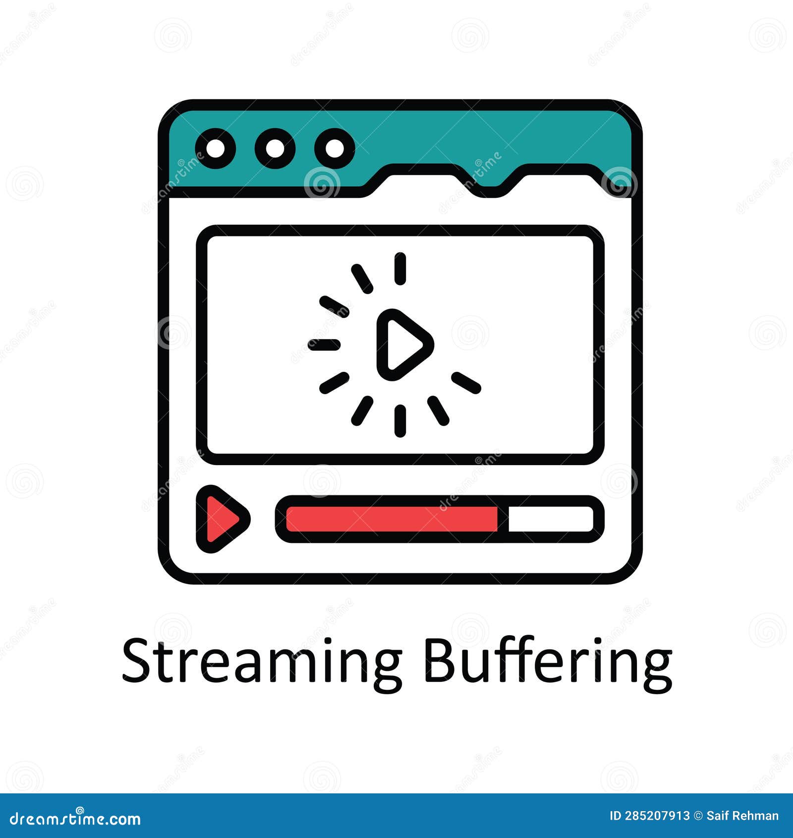 Streaming Buffering Vector Fill Outline Icon Design Illustration ...