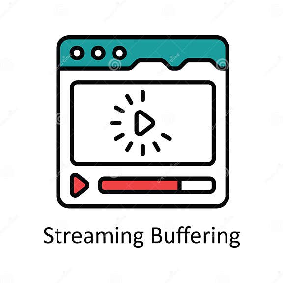 Streaming Buffering Vector Fill Outline Icon Design Illustration ...