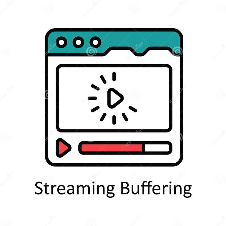 Streaming Buffering Vector Fill Outline Icon Design Illustration ...