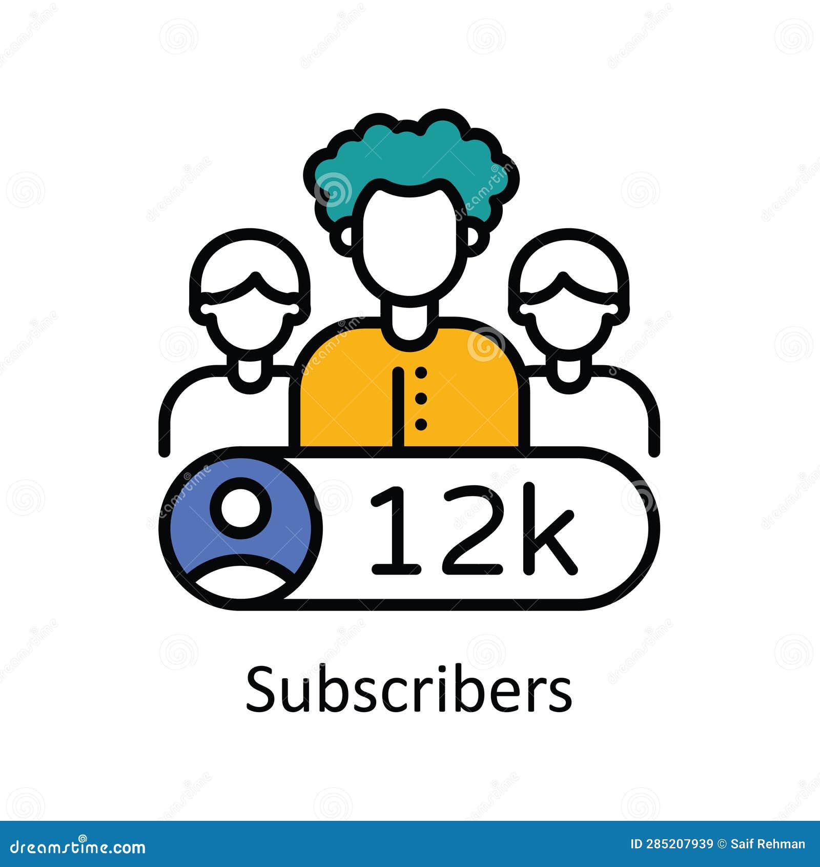 Subscribers Vector Fill Outline Icon Design Illustration. Online ...