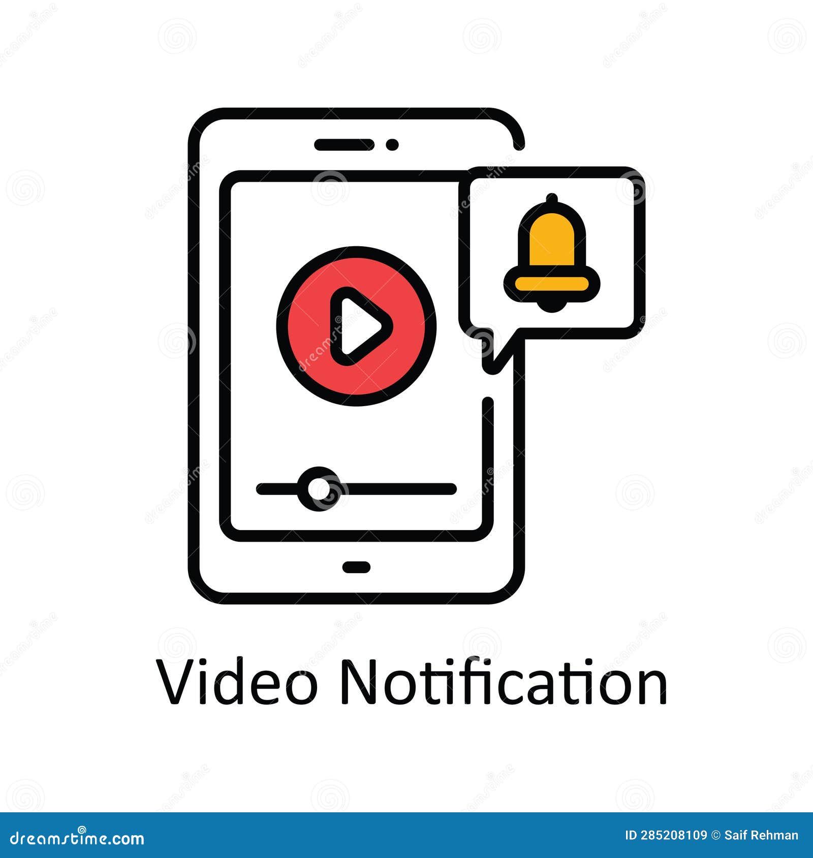 Video Notification Vector Fill Outline Icon Design Illustration. Online ...