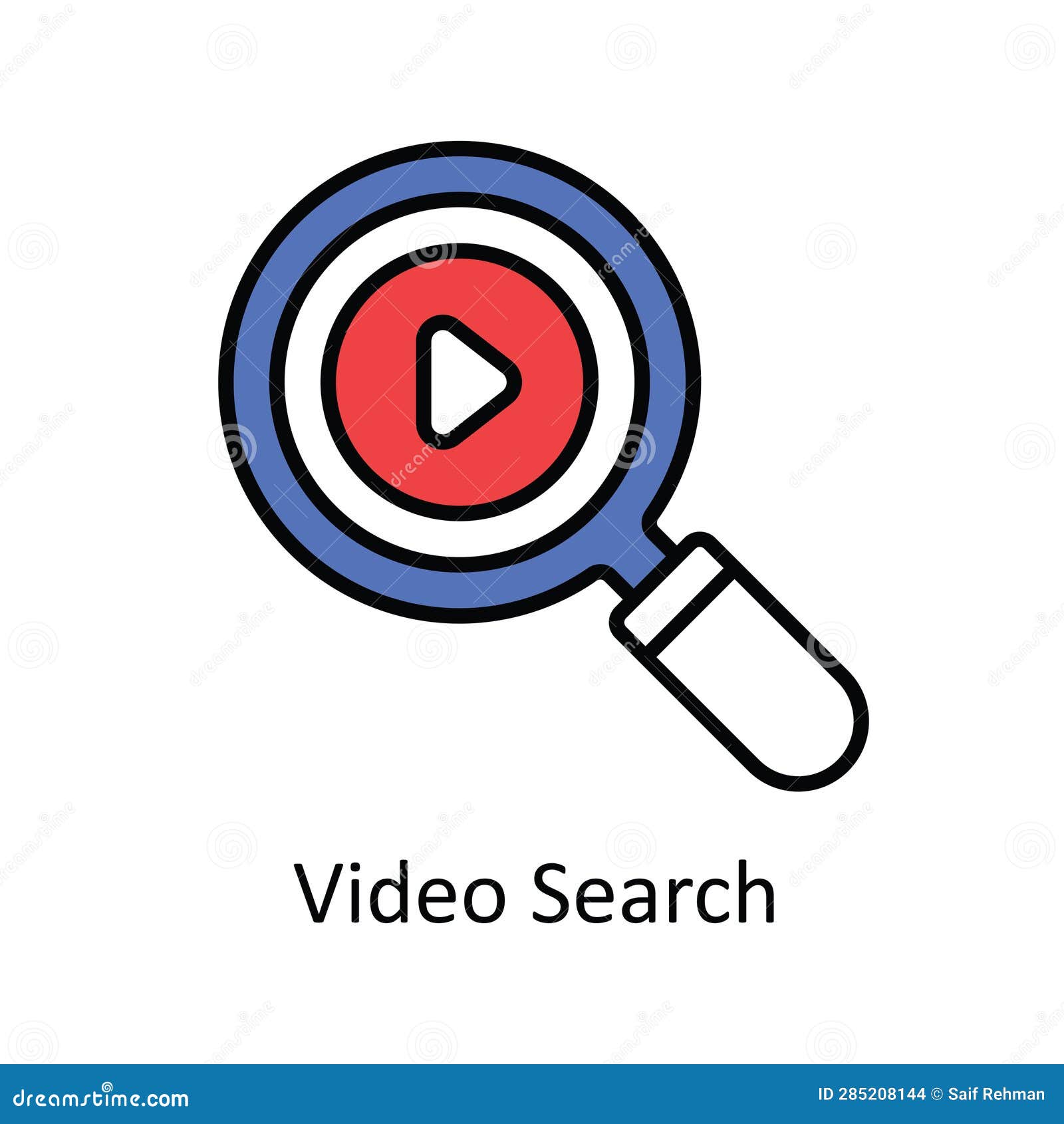 Video Search Vector Fill Outline Icon Design Illustration. Online ...