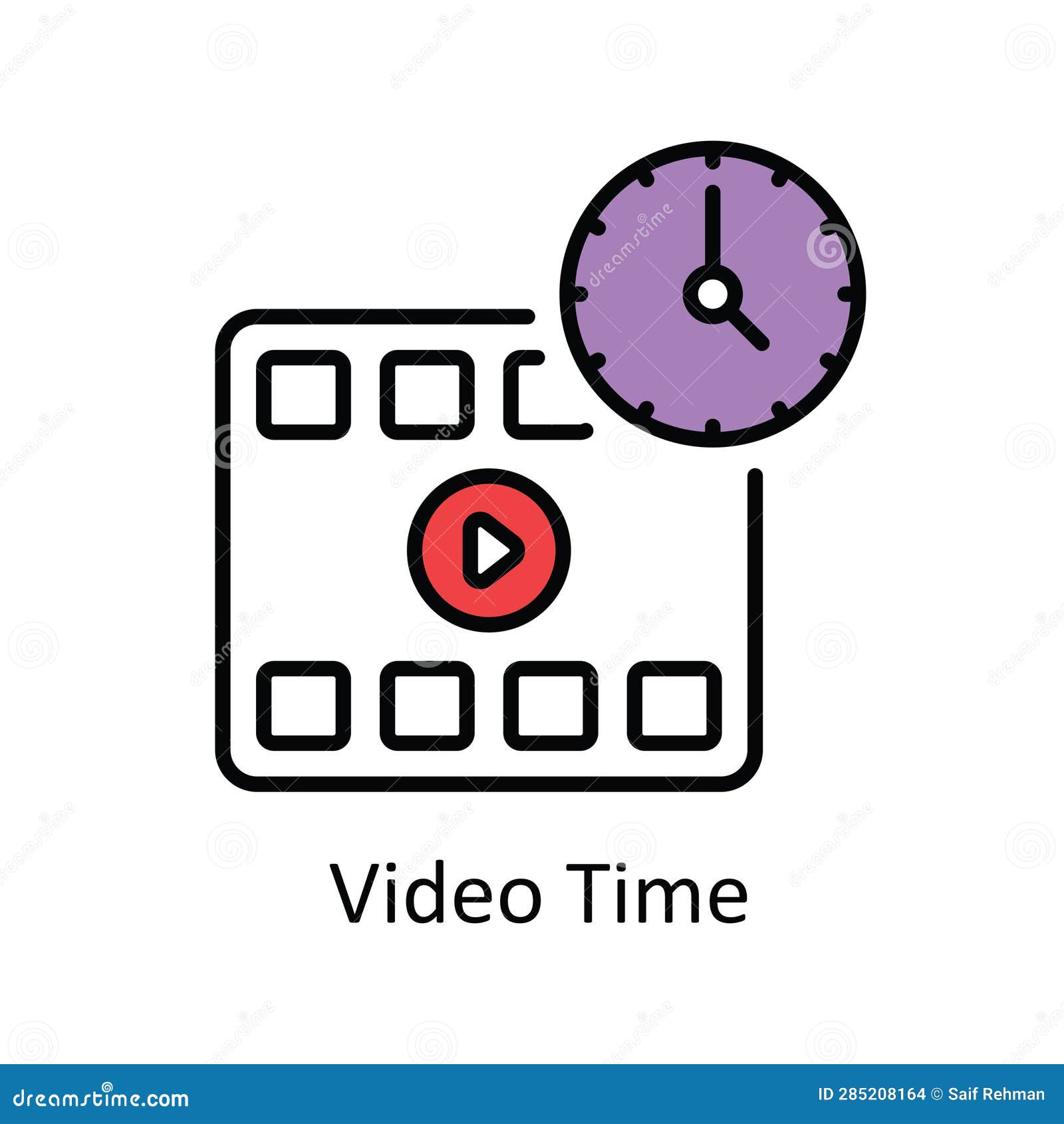 Video Time Vector Fill Outline Icon Design Illustration. Online ...