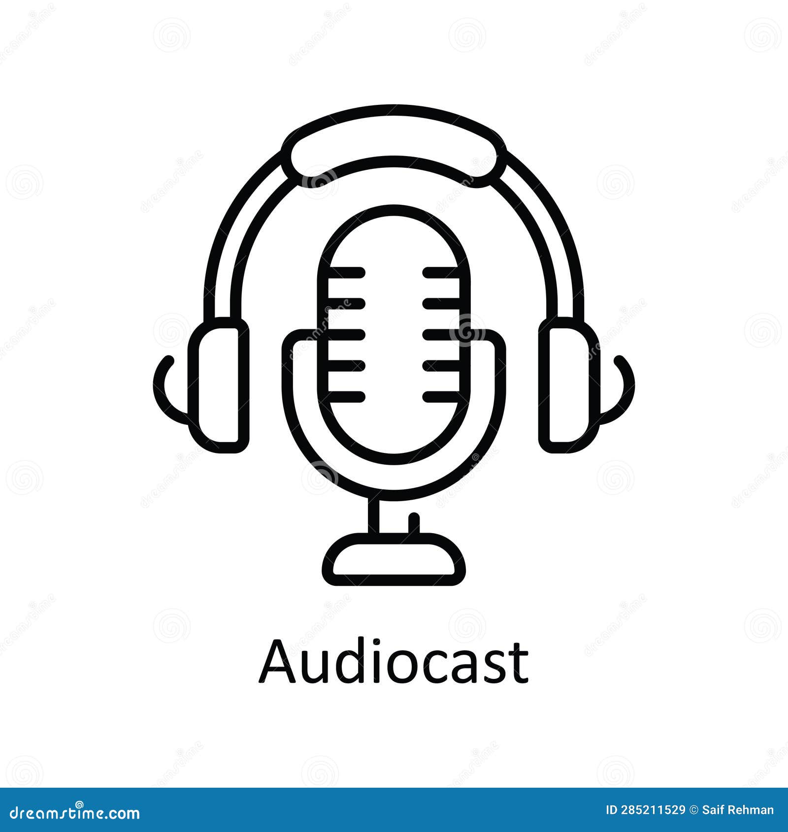 Audio Cast Vector Outline Icon Design Illustration. Online Streaming ...