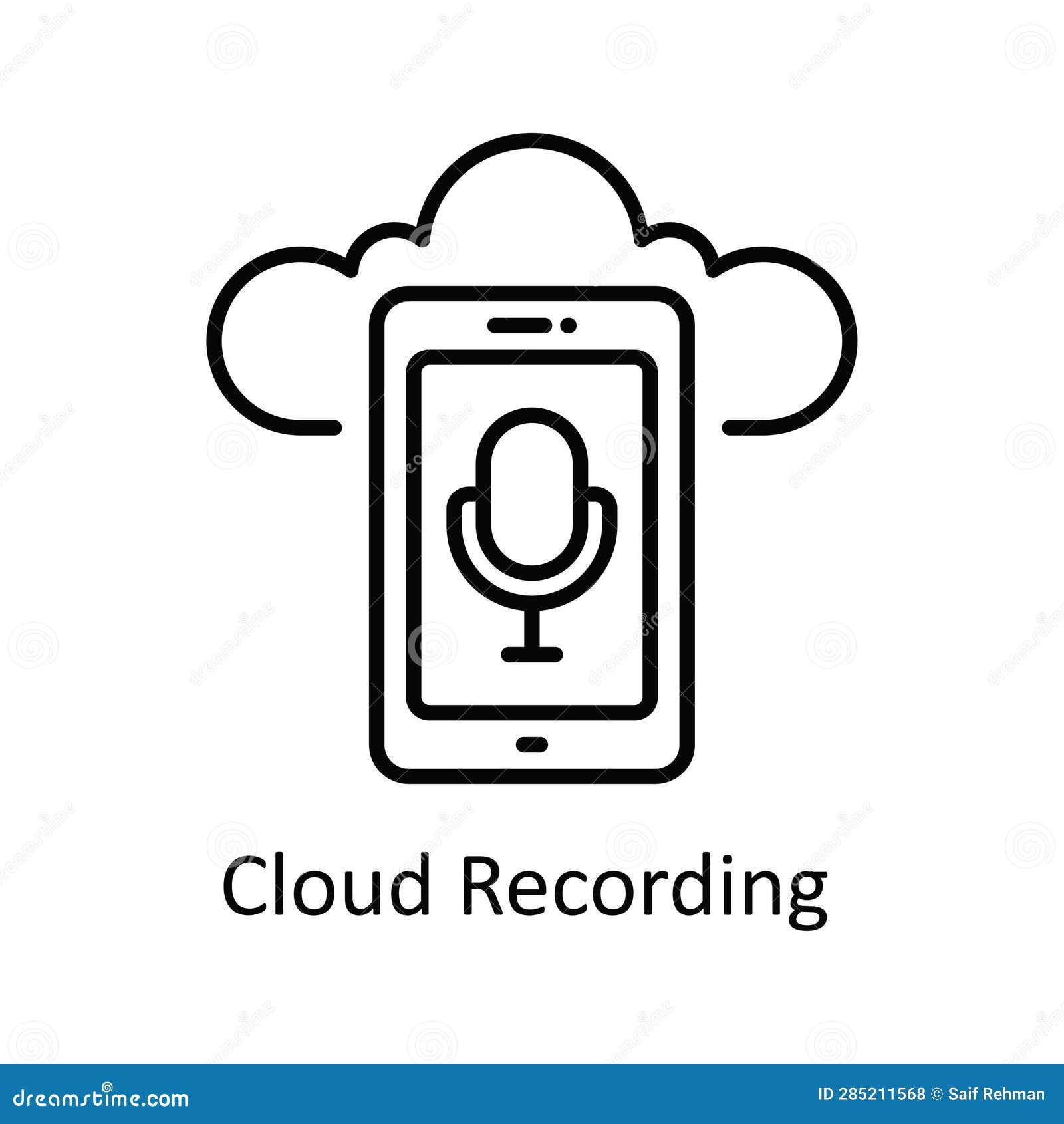 Cloud Recording Vector Outline Icon Design Illustration. Online ...