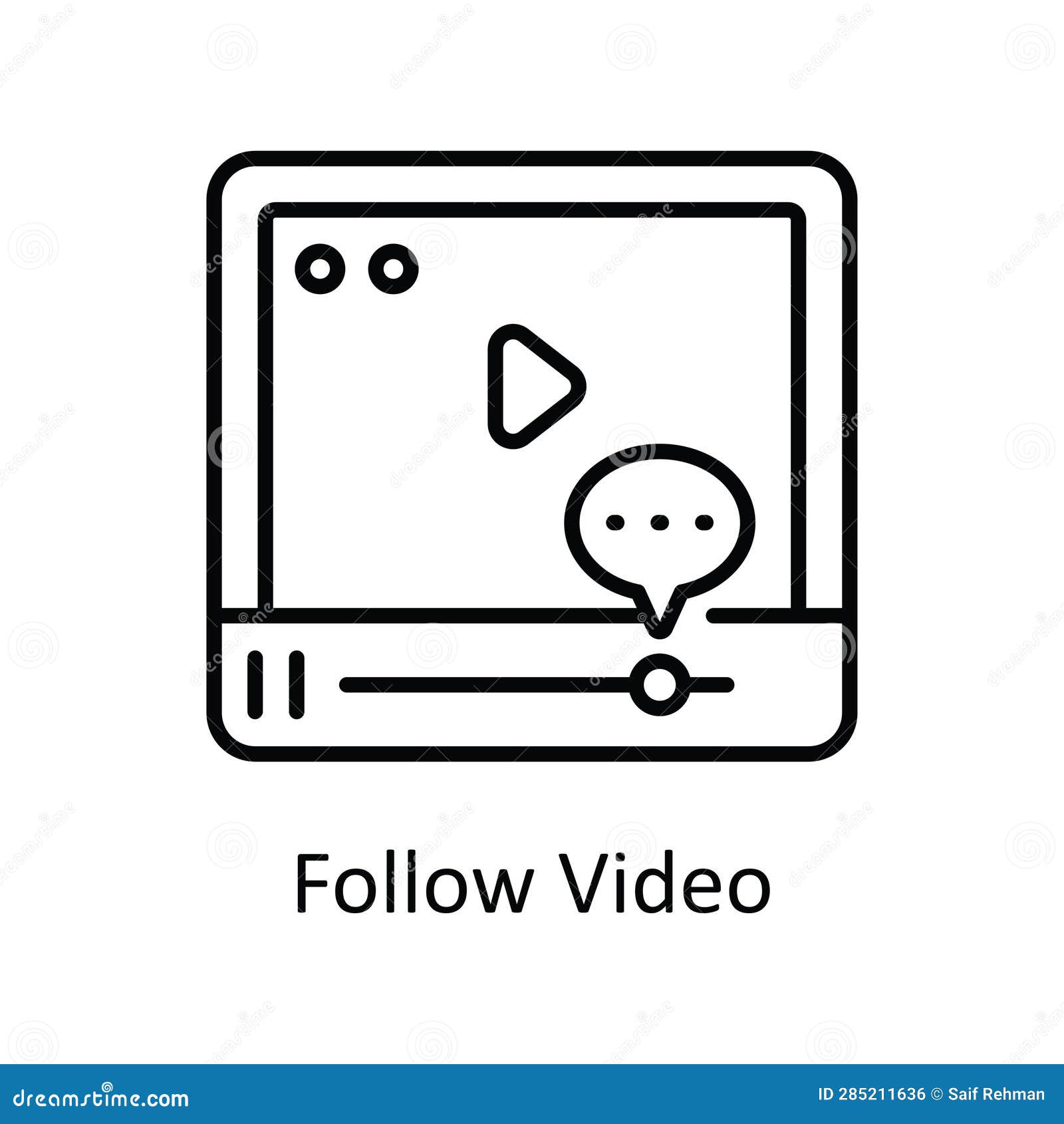 Follow Video Vector Outline Icon Design Illustration. Online Streaming ...
