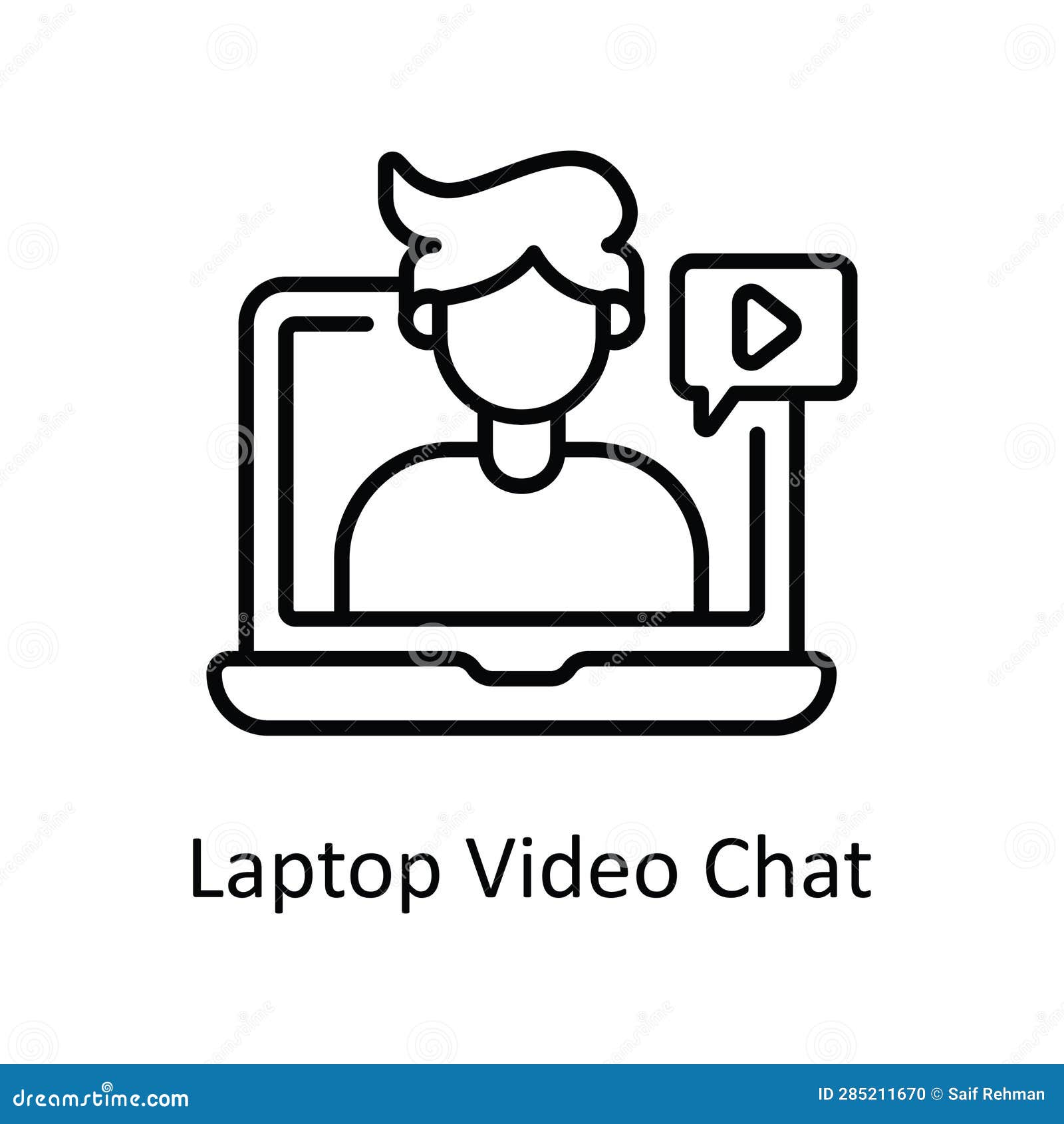 Laptop Video Chat Vector Outline Icon Design Illustration. Online ...