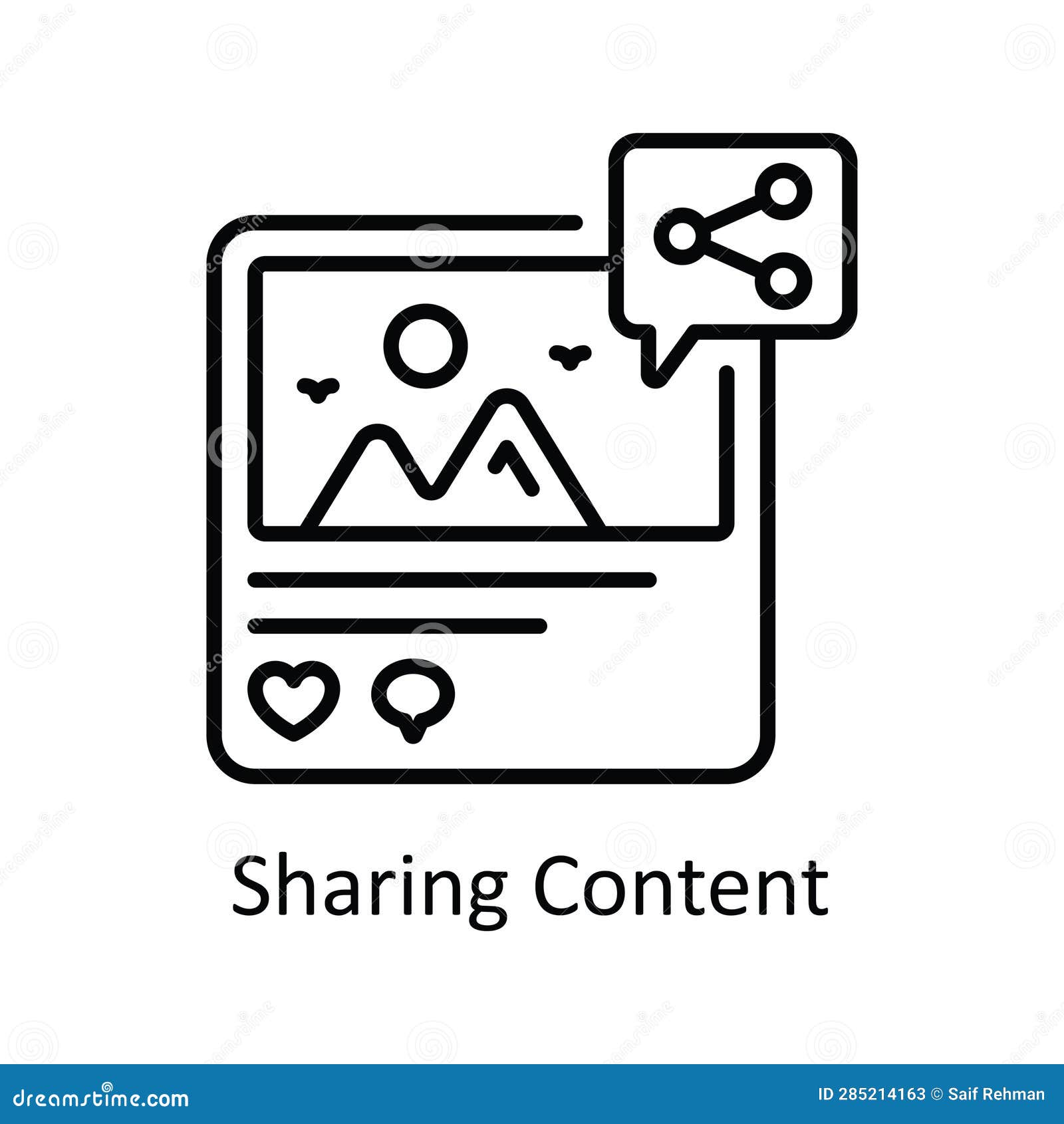 Sharing Content Vector Outline Icon Design Illustration. Online ...