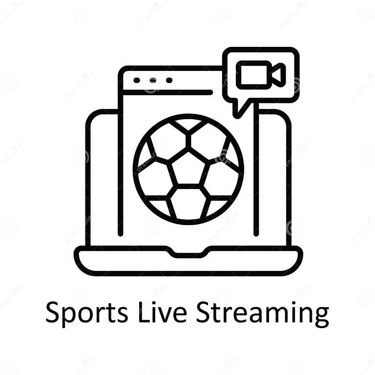 Sports Live Streaming Vector Outline Icon Design Illustration. Online ...